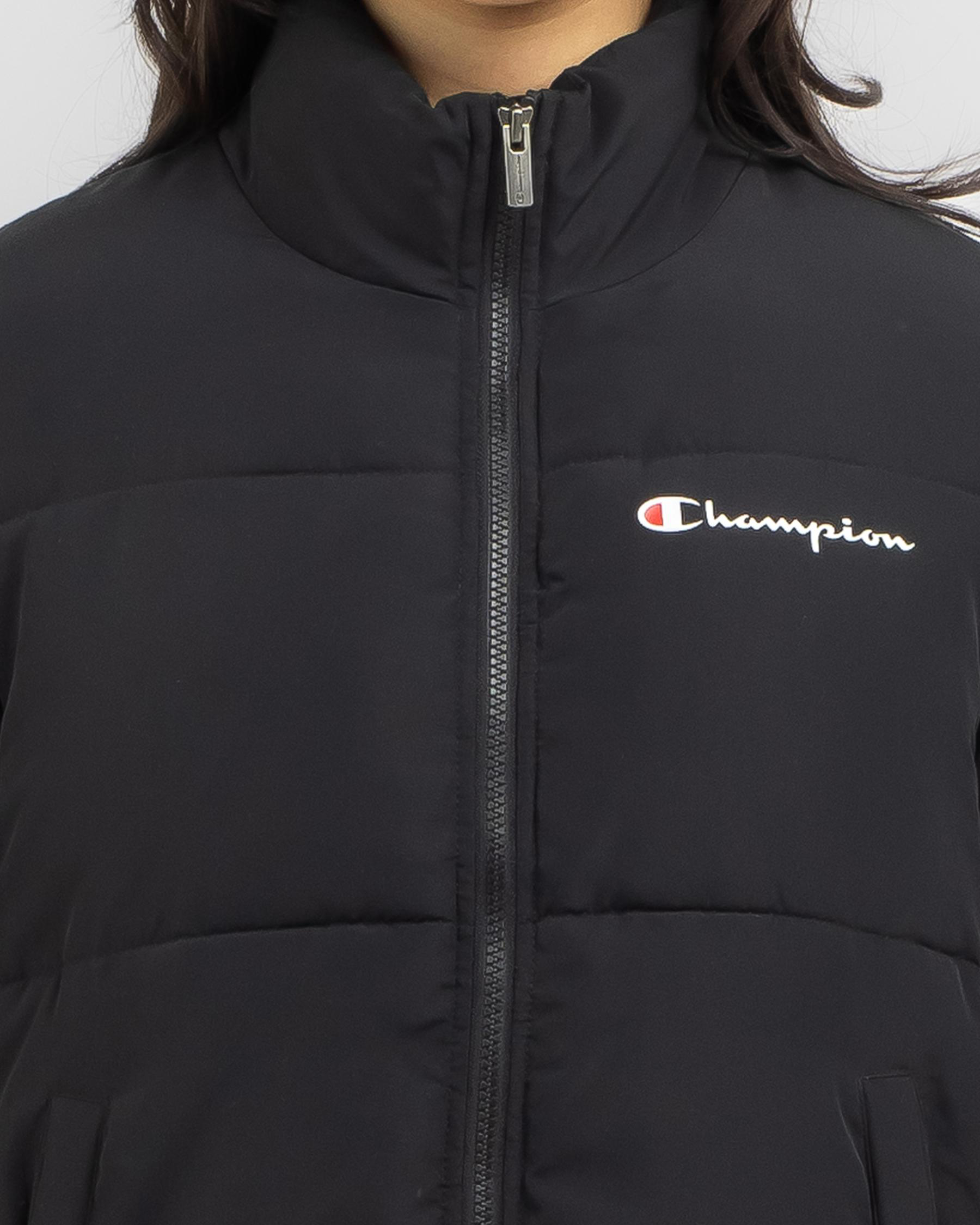 Champion Rochester Athletic Puffer Jacket In Black - Fast Shipping ...