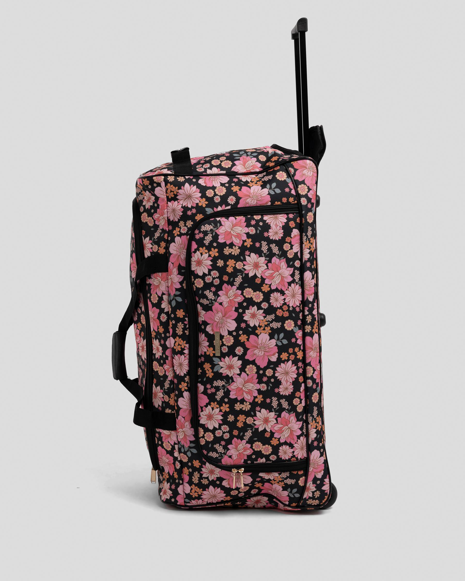 Shop Mooloola Brylee Large Wheeled Travel Bag In Pink/black - Fast ...