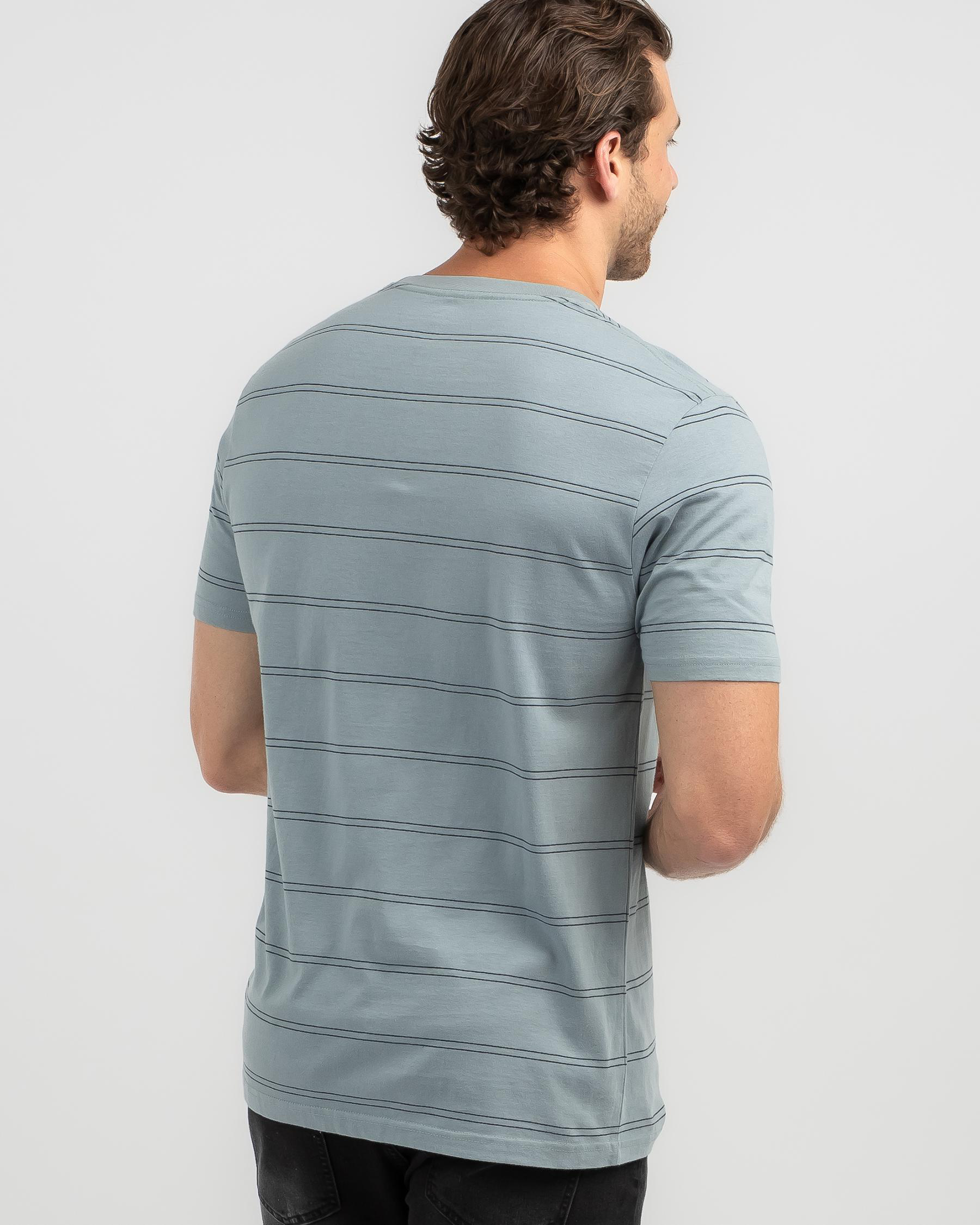 Shop Rip Curl Plain Stripe T-Shirt In Mineral Blue - Fast Shipping ...