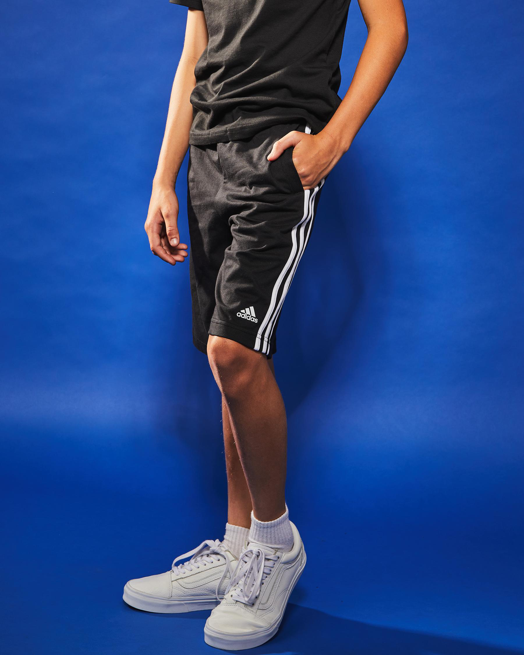 Adidas Boys' 3-Stripes Shorts In Black/white | City Beach Australia