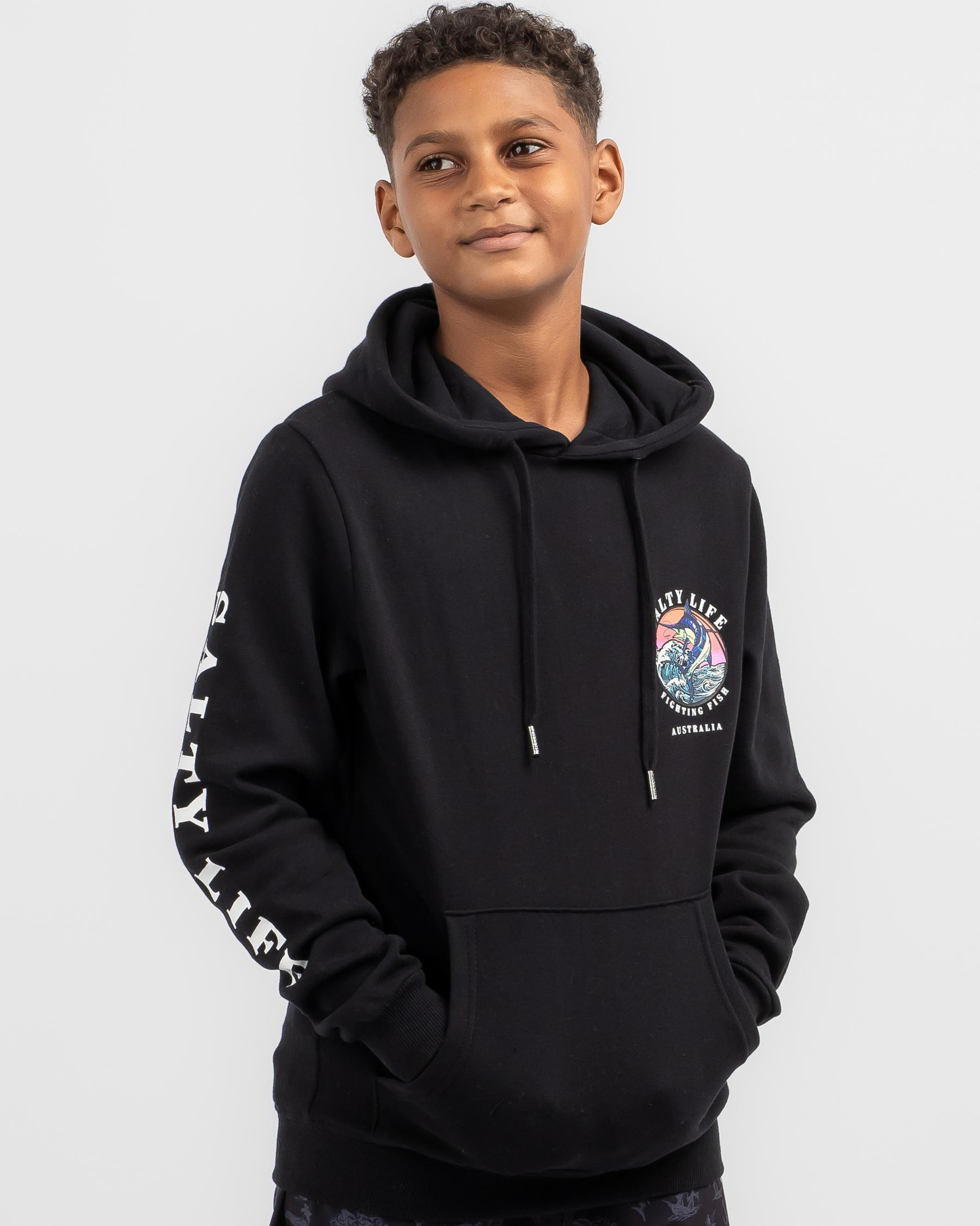 Shop Salty Life Boys' Fighting Fish Hoodie In Black - Fast Shipping ...