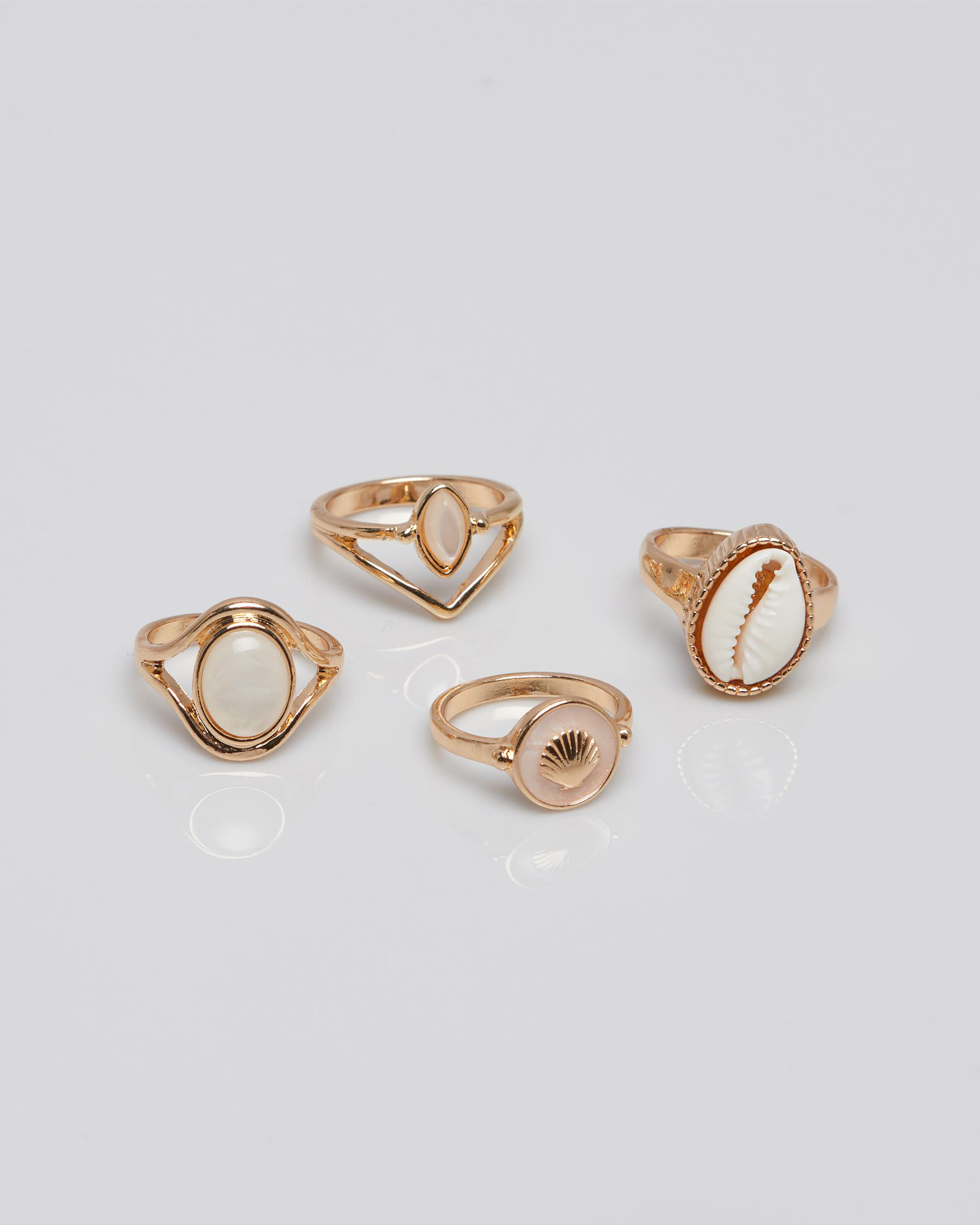 Shop Karyn In LA Coastal Ring Pack In Gold/white - Fast Shipping & Easy ...