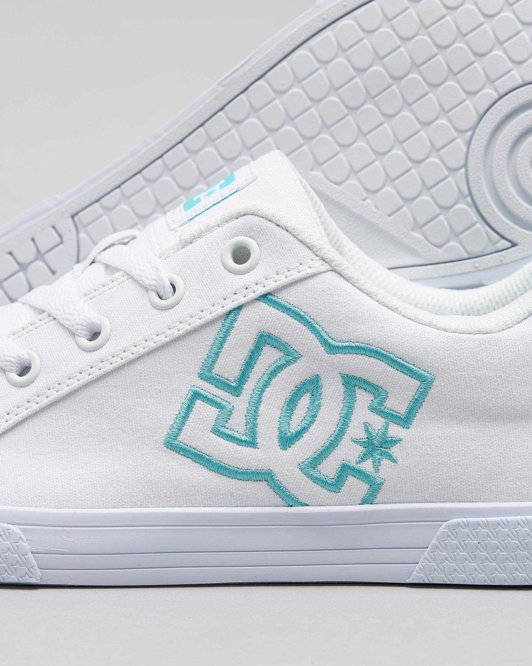 Shop DC Shoes Womens Chelsea Shoes In White/blue Radiance - Fast ...