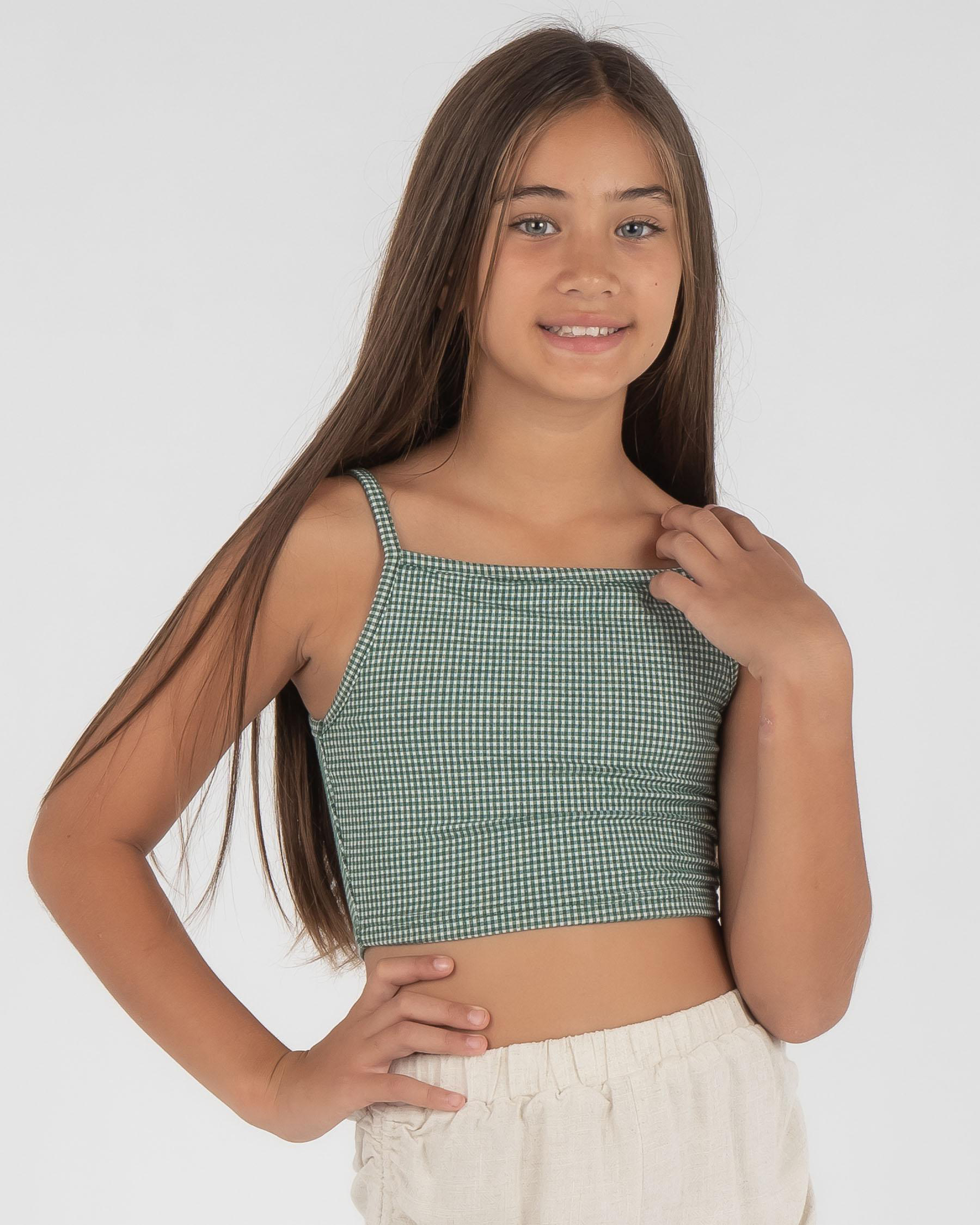 Shop Mooloola Girls' Rockwilder Top In Green/white - Fast Shipping ...