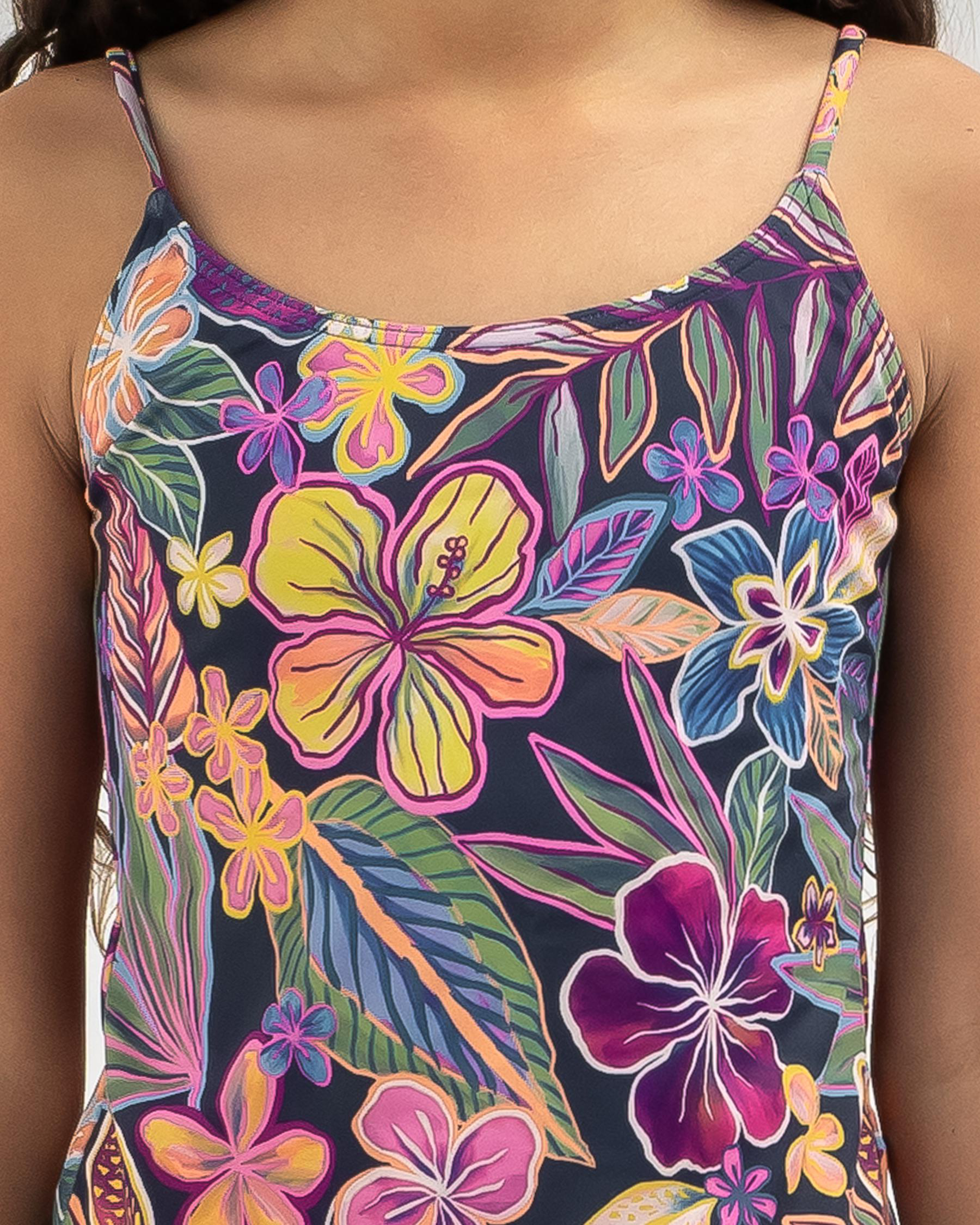 Shop Roxy Girls' Paradise Trip Tankini Set In Mood Indigo True Paradise ...