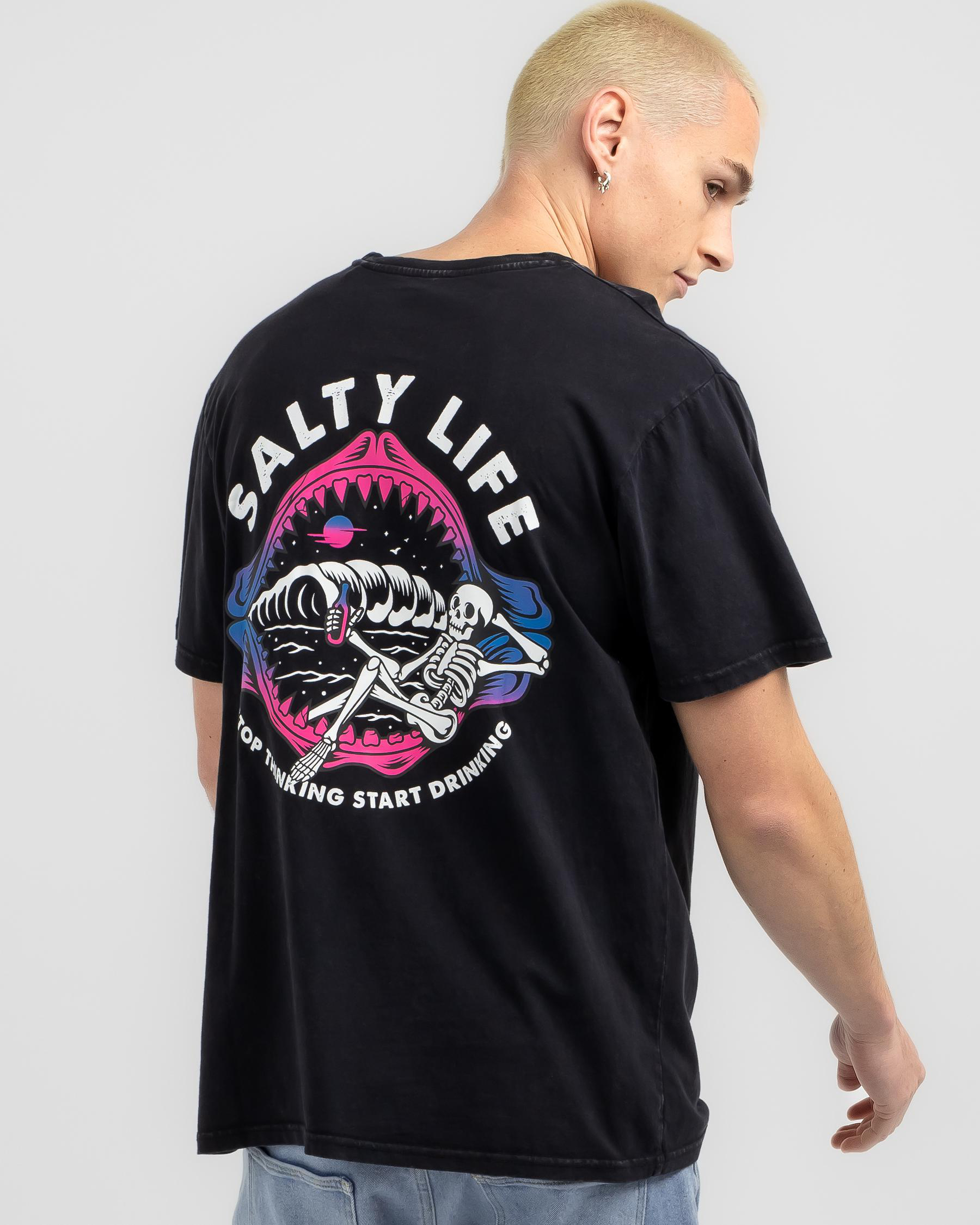 Shop Salty Life Secret Retreat T-Shirt In Black Acid - Fast Shipping ...