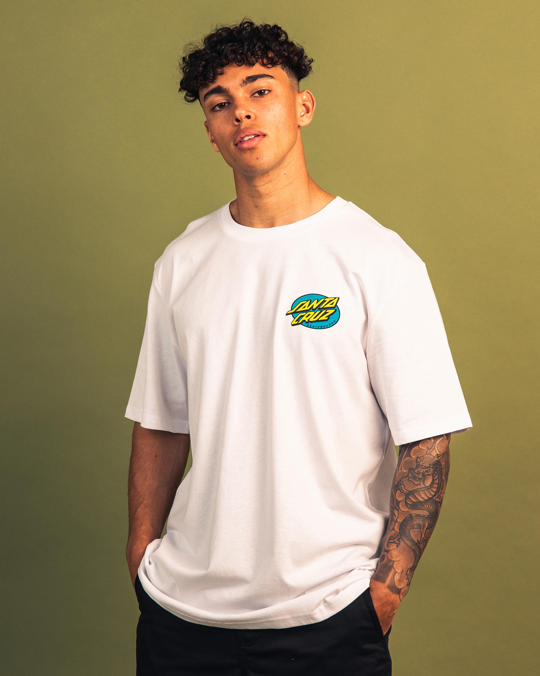 Shop Santa Cruz Street Creep Hand T-Shirt In White - Fast Shipping ...