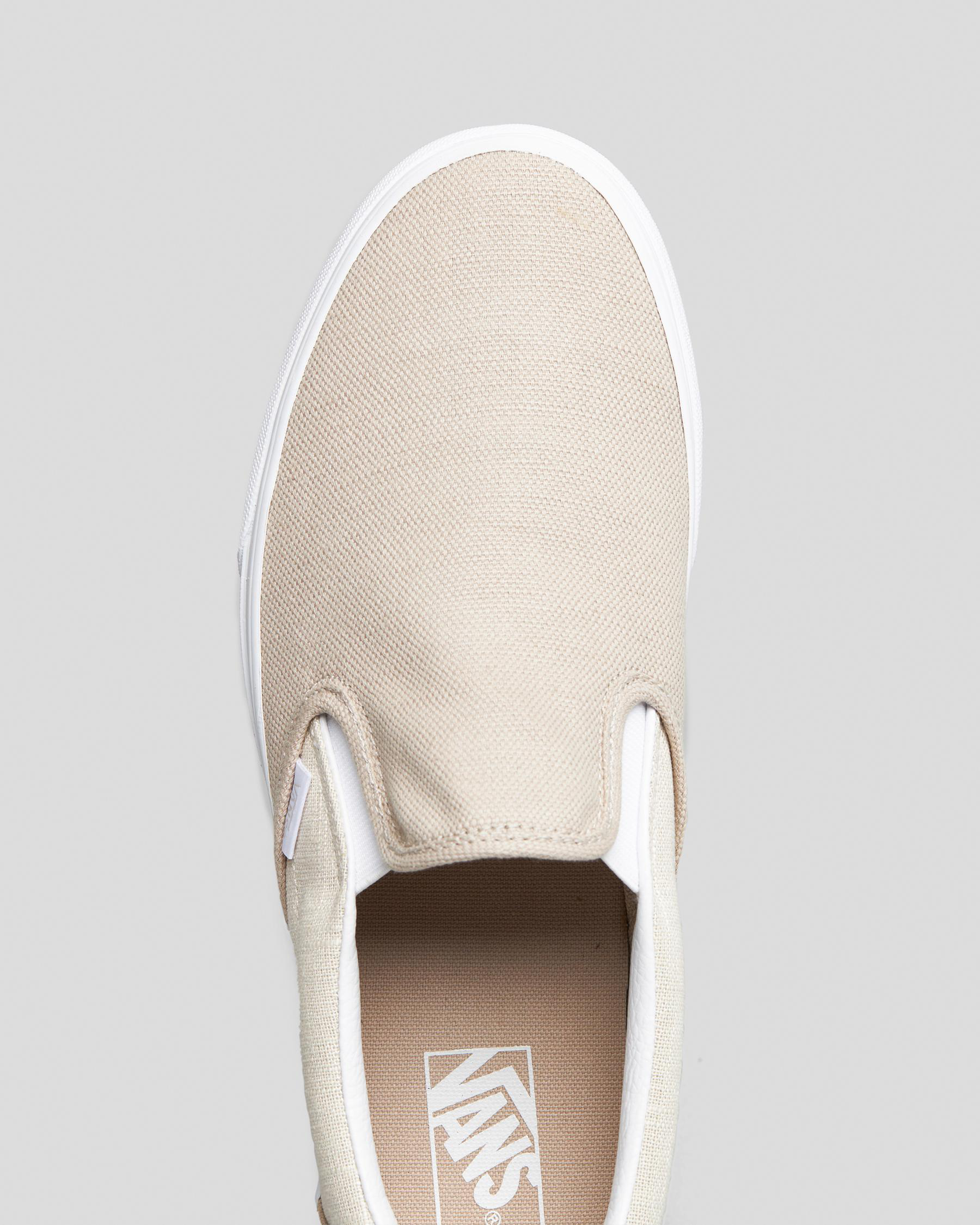 Shop Vans Classic Slip-On Shoes In Colour Theory Summer Linen Natural ...