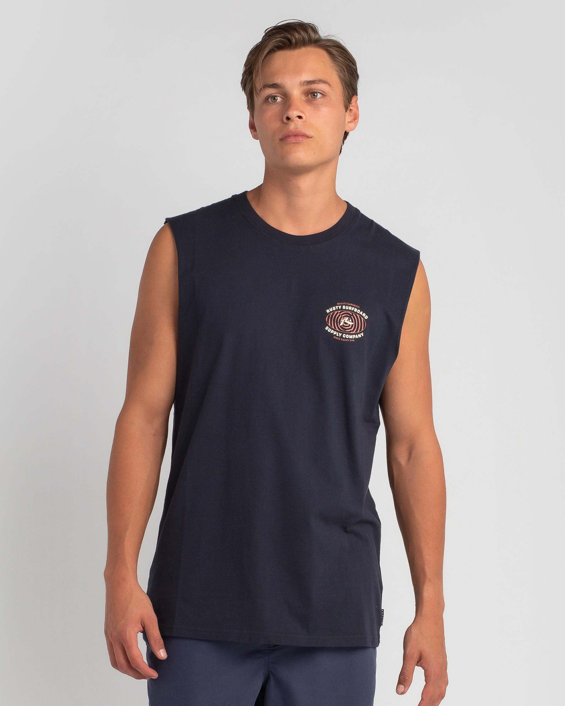 Shop Rusty Uncut Muscle Tank In Navy Blue - Fast Shipping & Easy ...