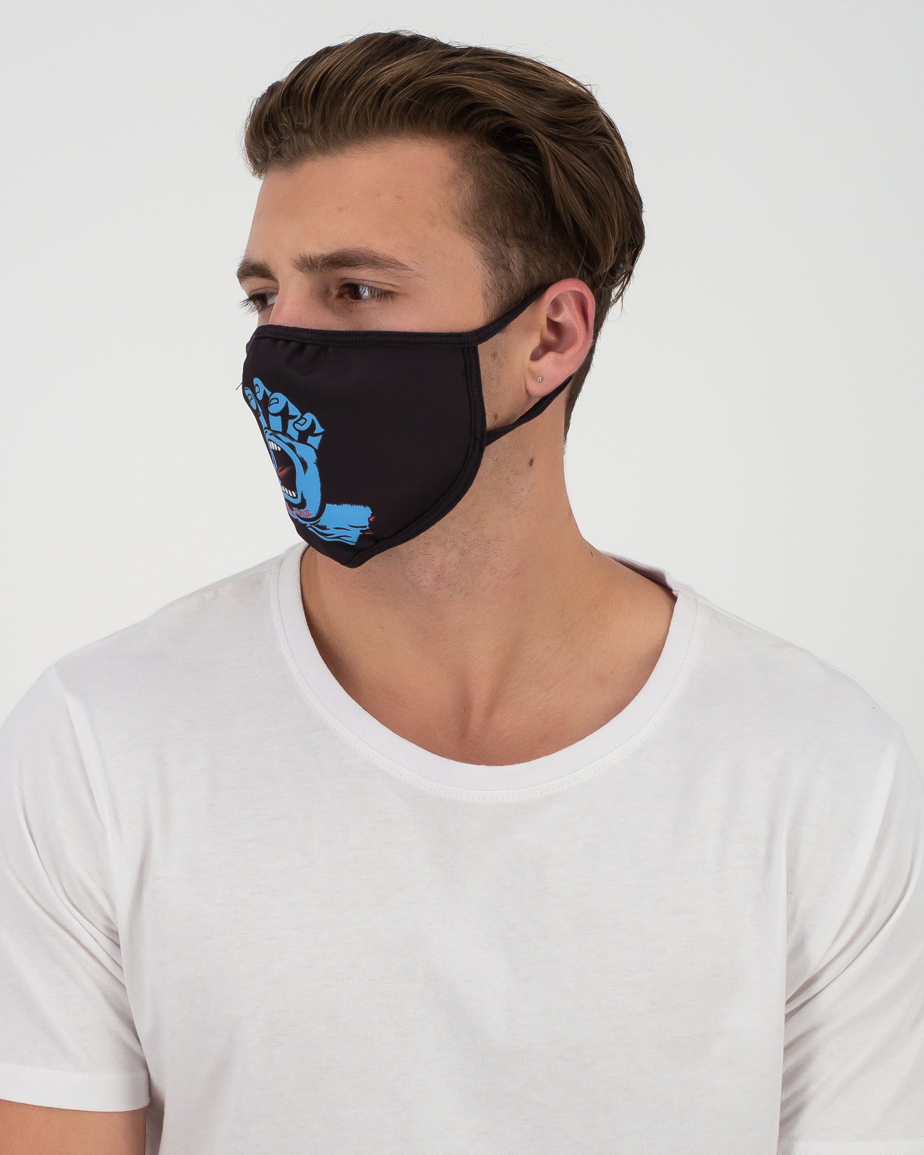 Shop Santa Cruz Screaming Hand Face Mask In Black - Fast Shipping ...