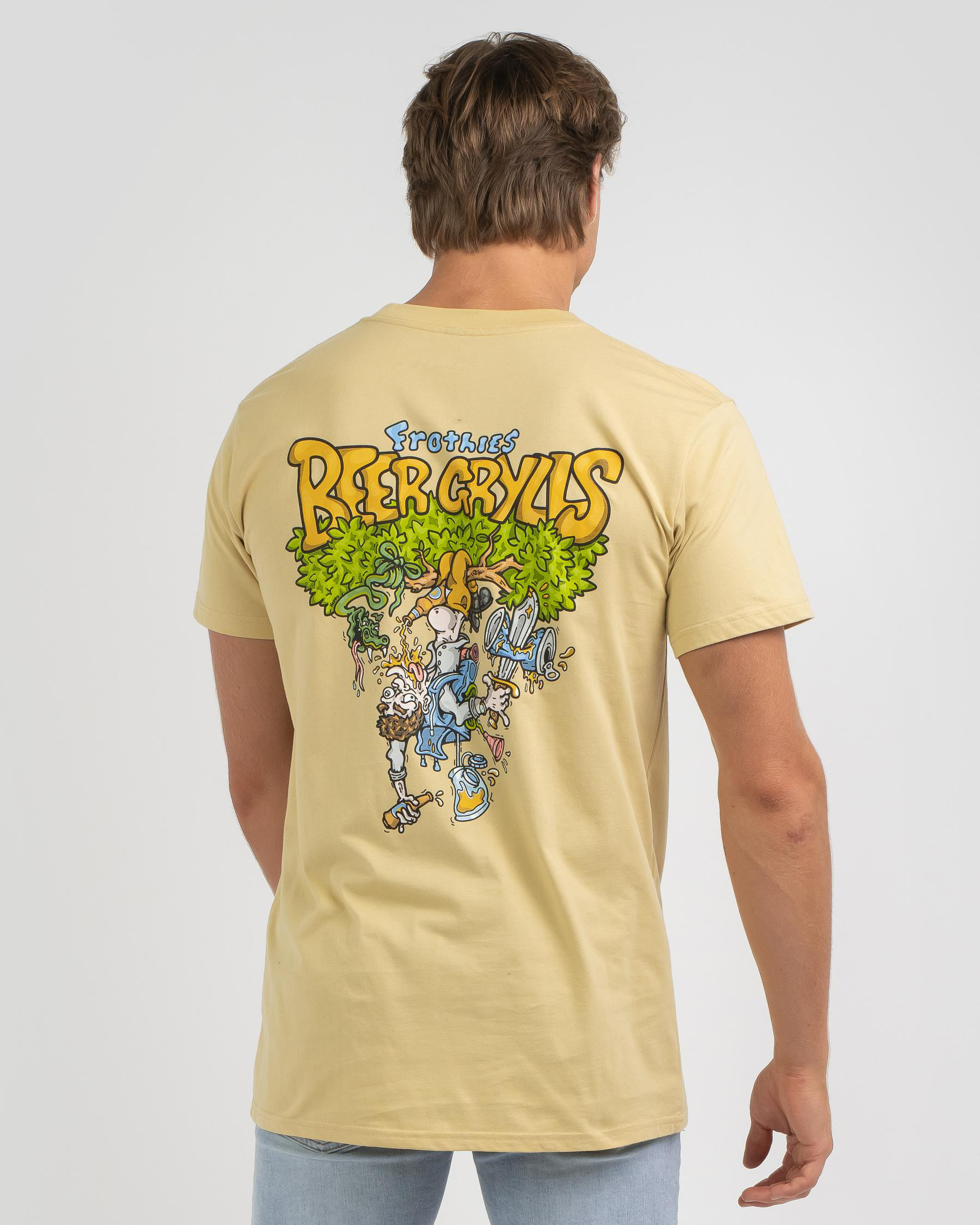 Shop Frothies Beer Grylls T-Shirt In Tan - Fast Shipping & Easy Returns ...