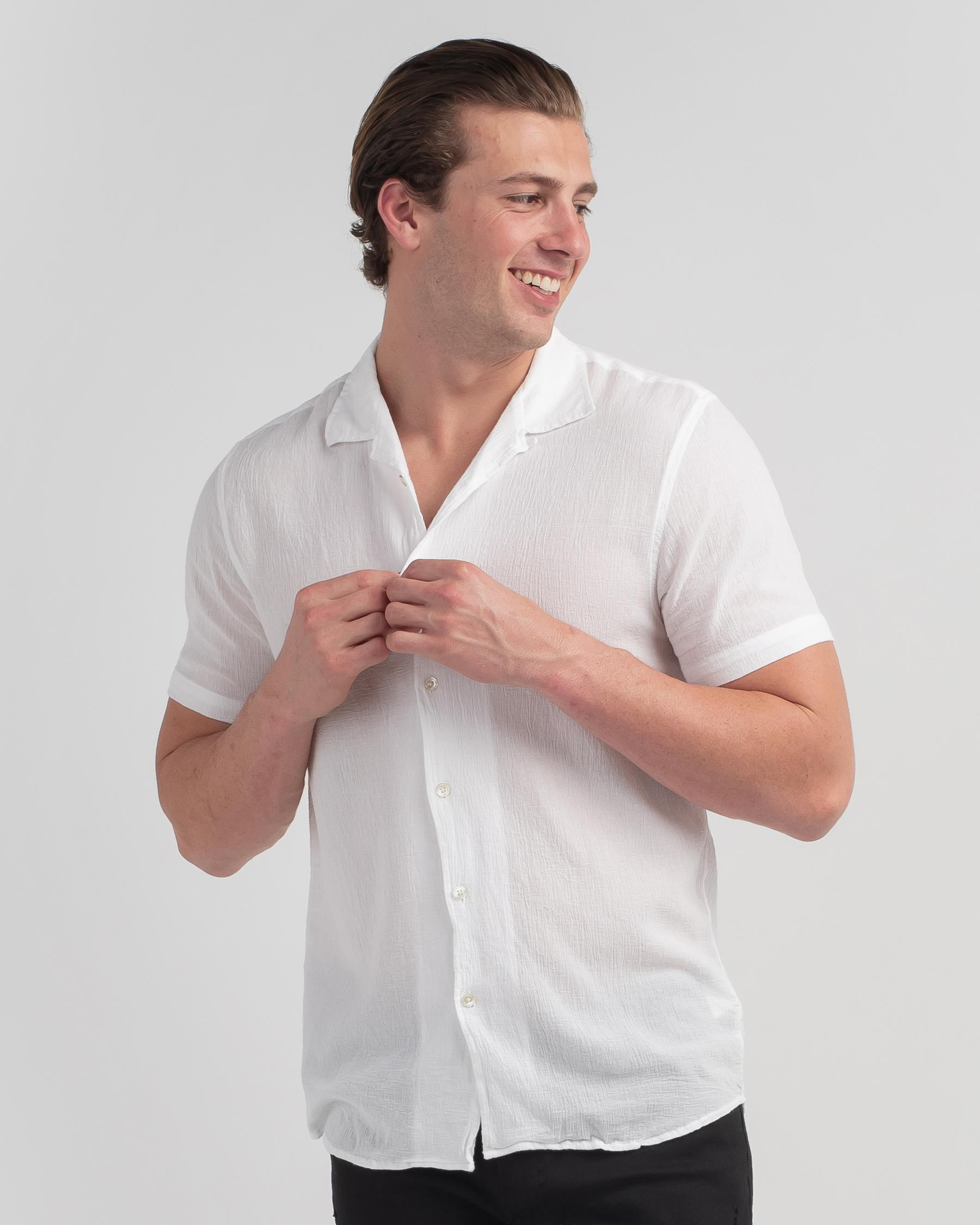 Shop Academy Brand Bedford Short Sleeve Shirt In White - Fast Shipping ...