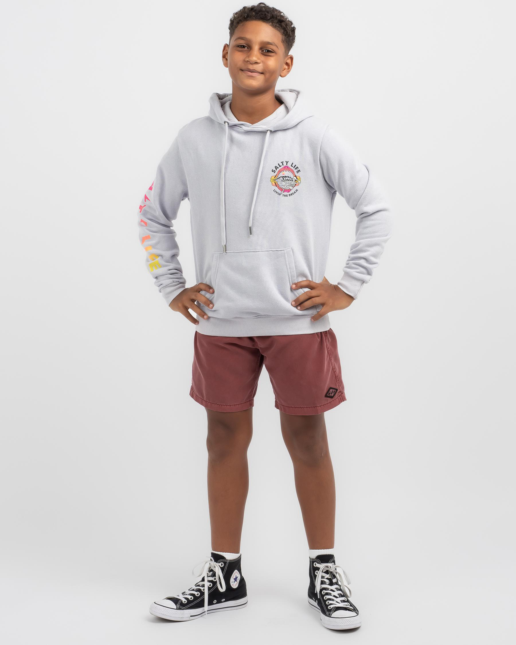 Shop Salty Life Boys' Hidden Paradise Sweatshirt In Lt Grey Acid - Fast ...