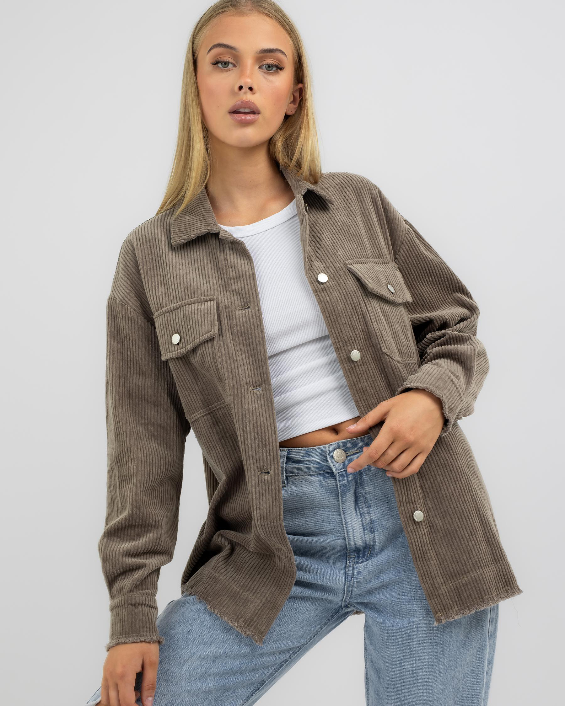 Shop Mooloola Taylor Cord Shacket In Coffee - Fast Shipping & Easy Returns - City Beach Australia