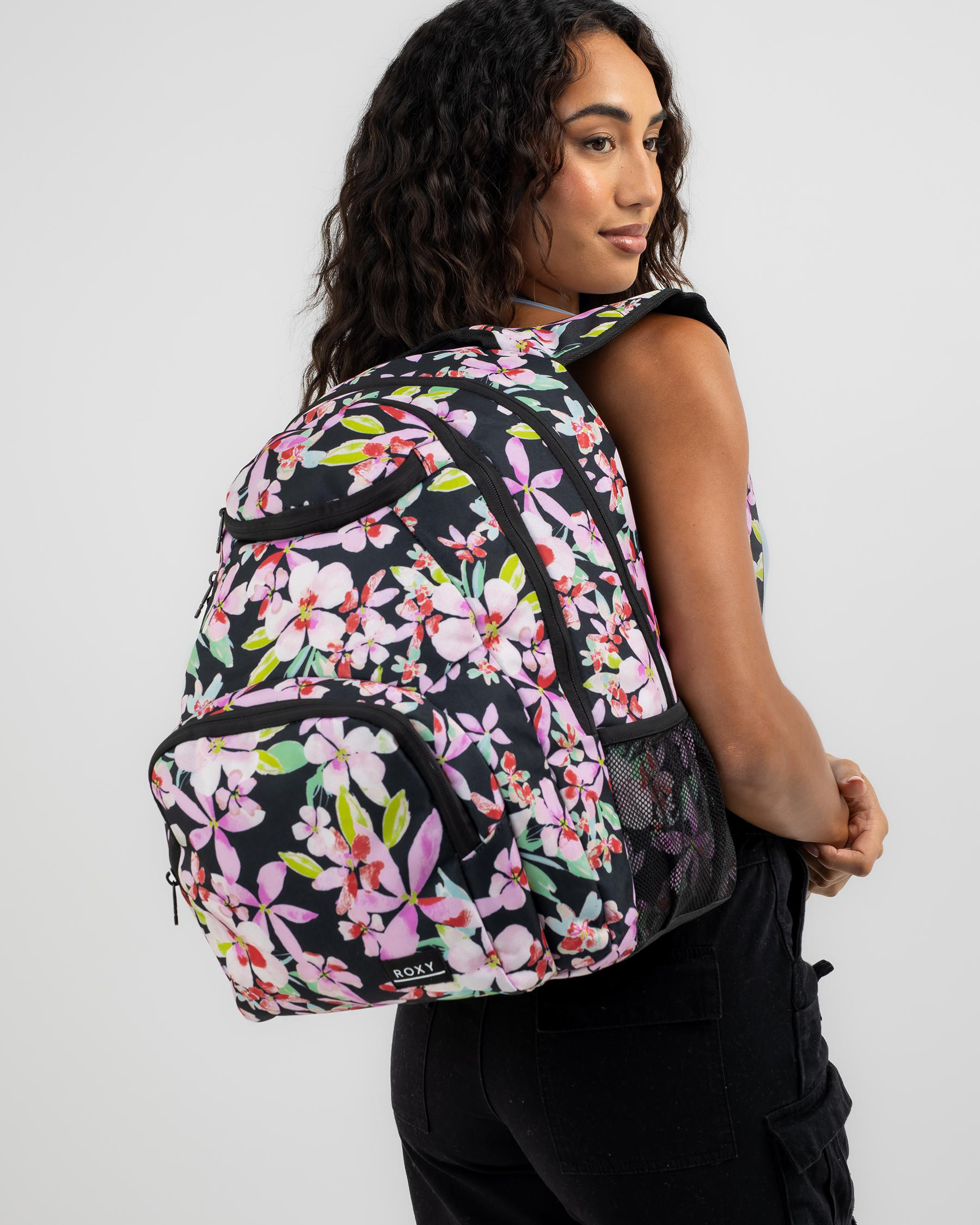 Shop Roxy Shadow Swell Printed Backpack In Anthracite New Life - Fast ...