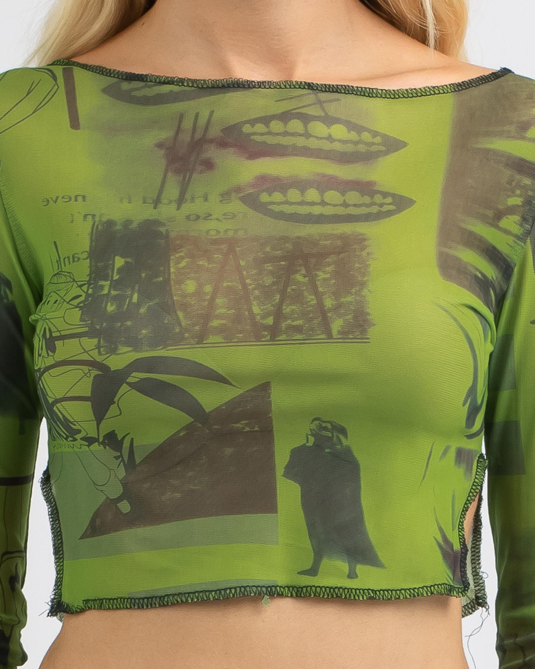 Shop 8 Birdies LOL Mesh Top In Green - Fast Shipping & Easy Returns ...