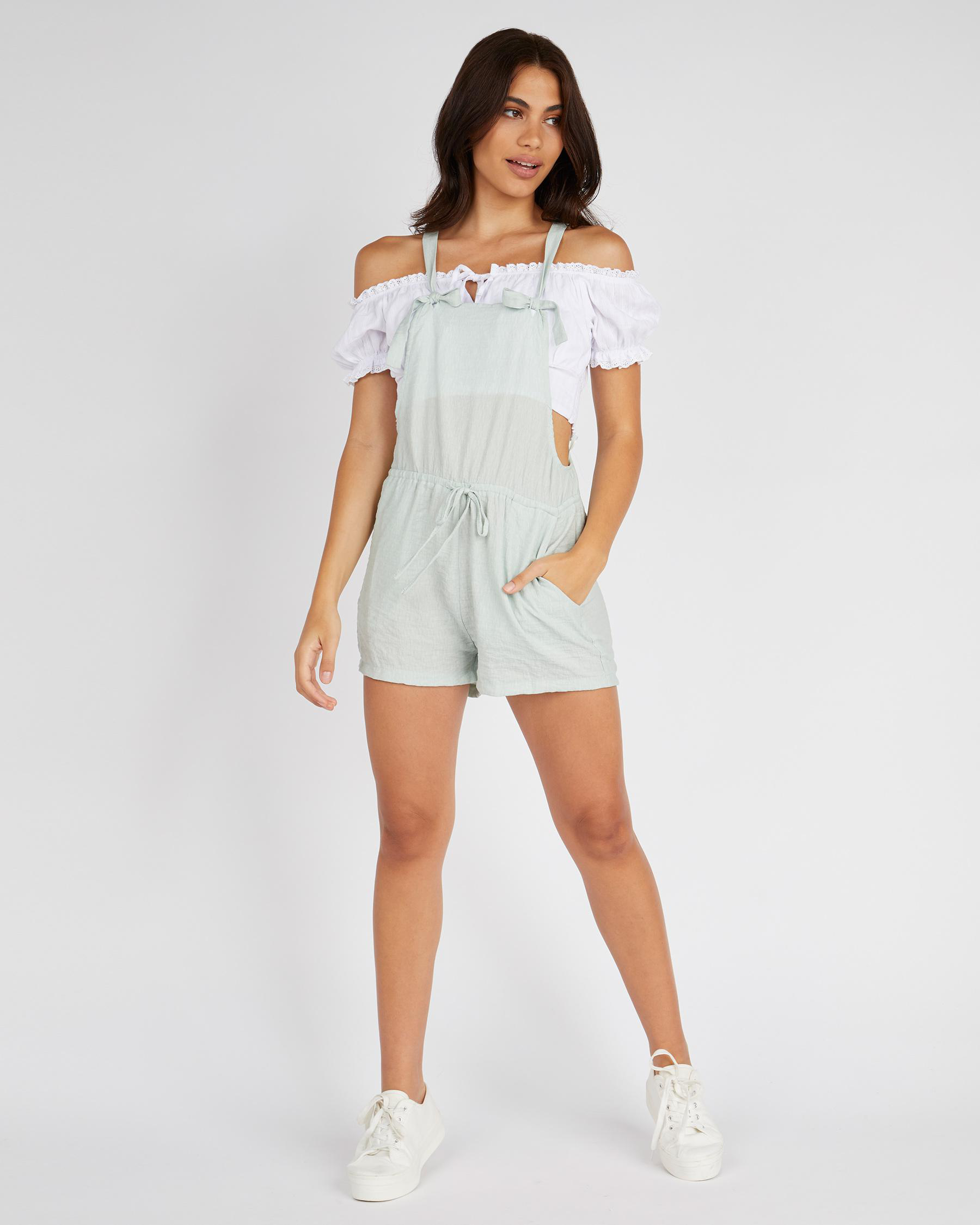 Shop Mooloola Alana Overalls In Sage - Fast Shipping & Easy Returns ...