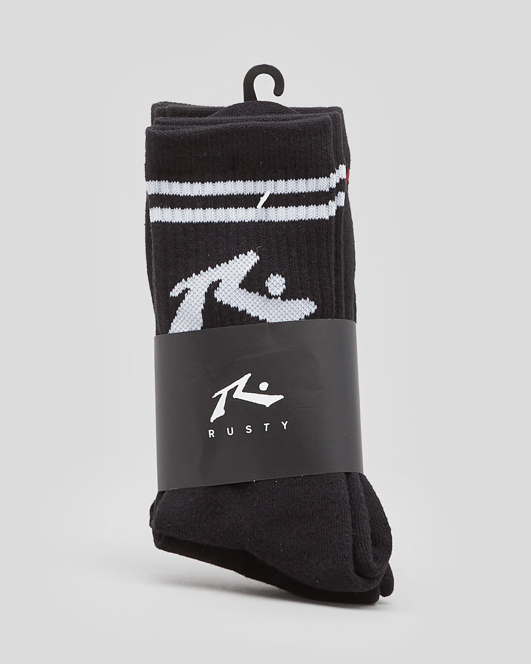 Shop Rusty Core Mid Calf Socks 3 Pack In Black - Fast Shipping & Easy ...