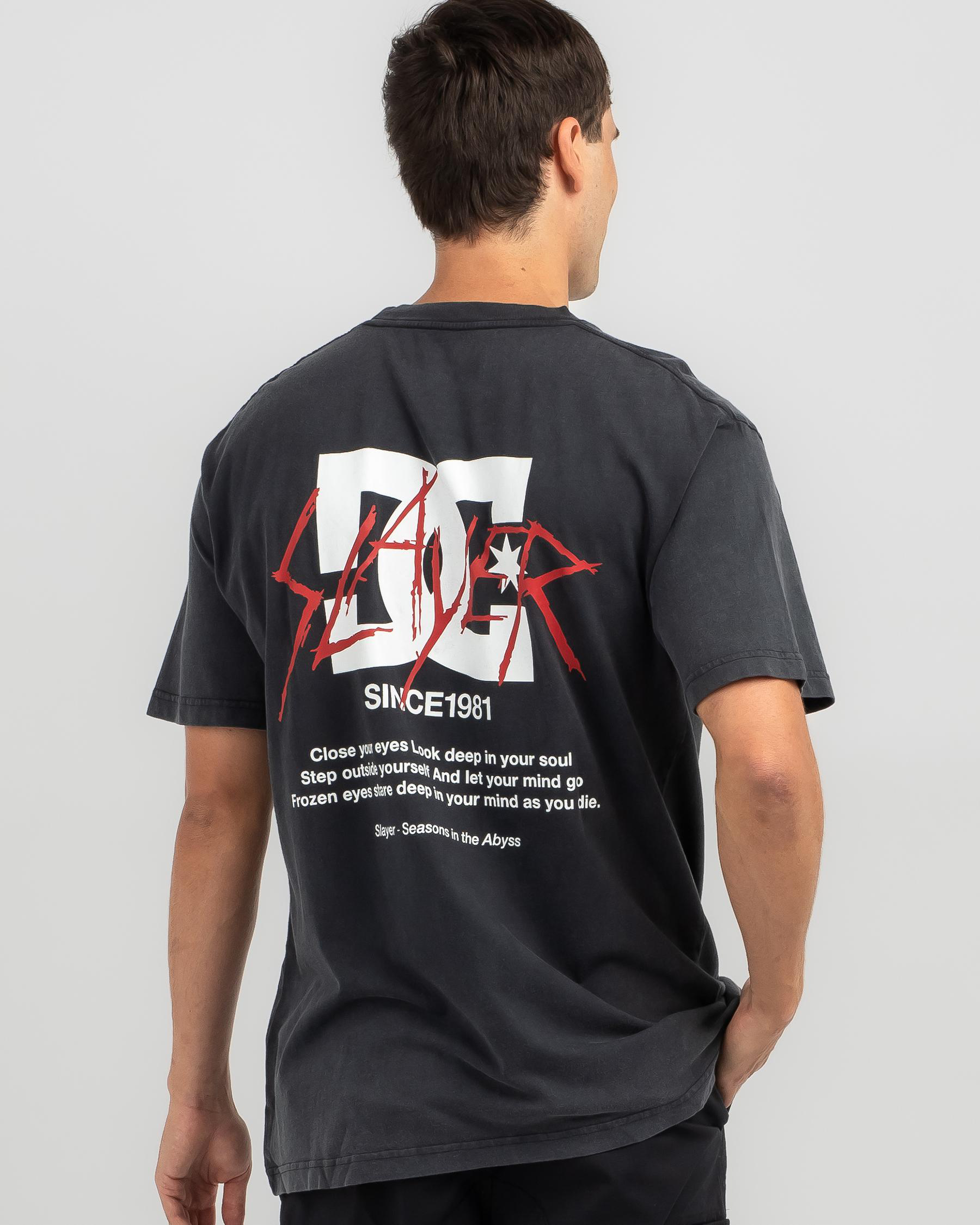 Shop DC Shoes Slayer Since 81 T-Shirt In Black Acid Wash - Fast Shipping & Easy Returns - City ...