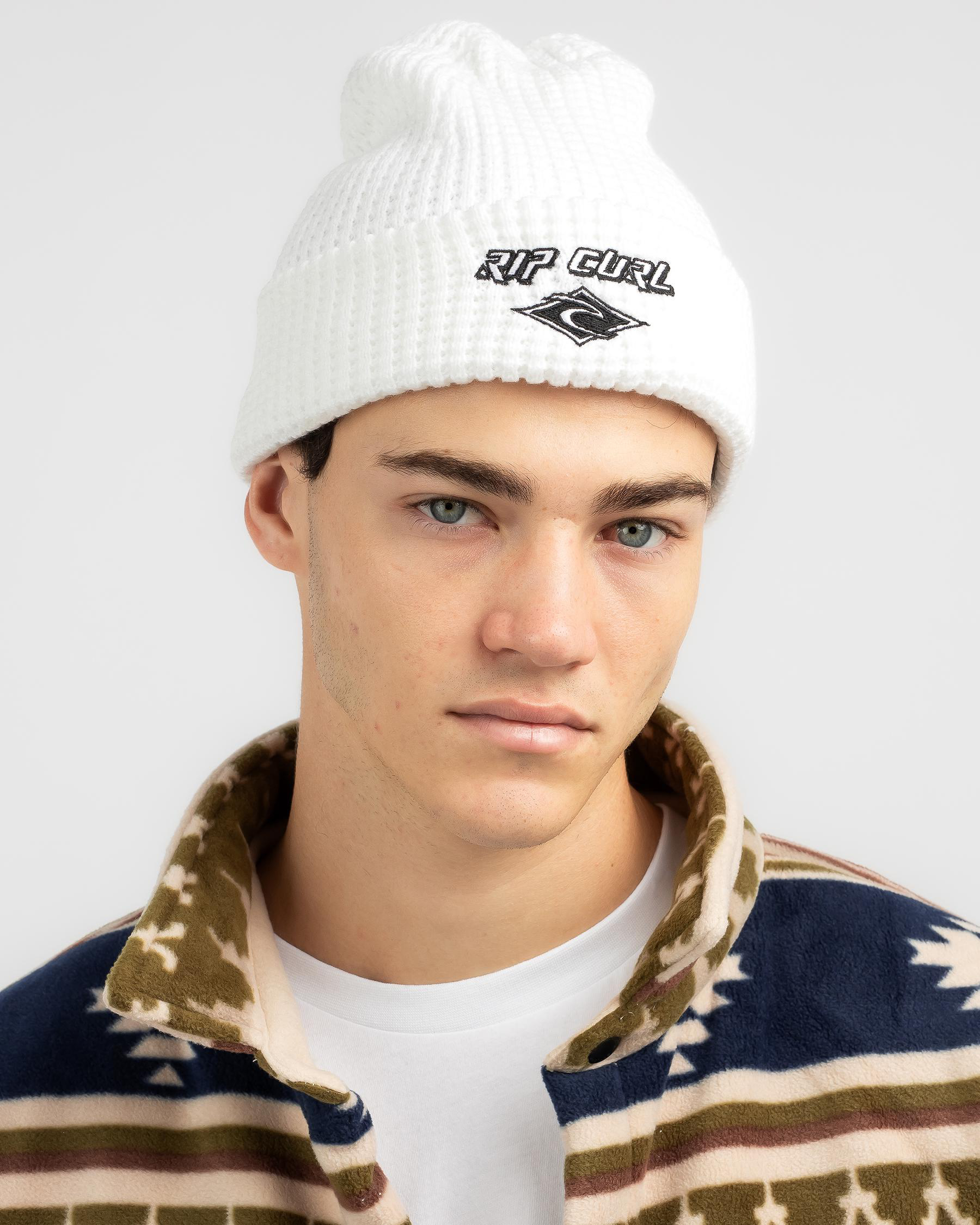 Shop Rip Curl Diamond Reg Cuff Beanie In Bone - Fast Shipping & Easy ...
