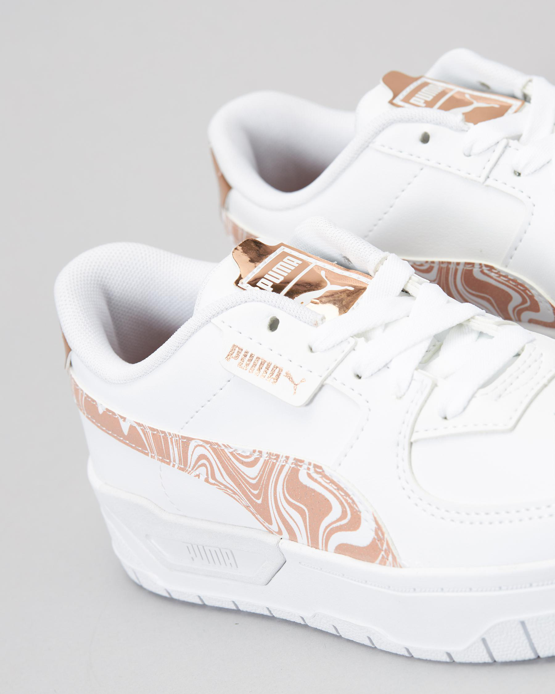 Shop Puma Girls' Cali Dream Golden Marble Shoes In Puma White/rose Gold ...