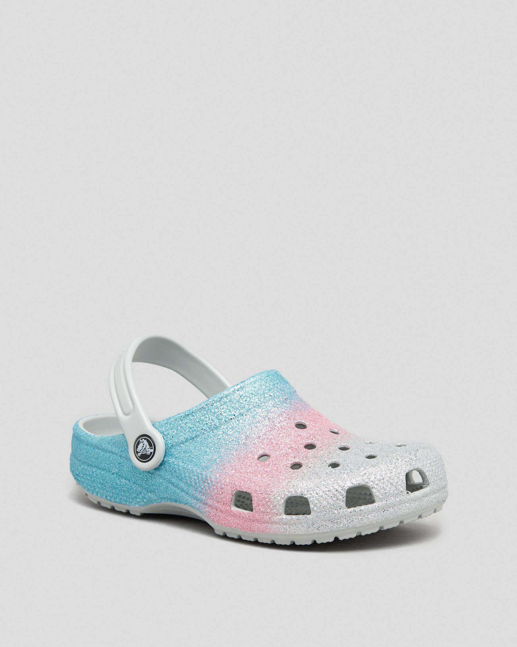 Crocs Kids' Classic Glitter Clog Sandals In Shimmer/multi - FREE ...