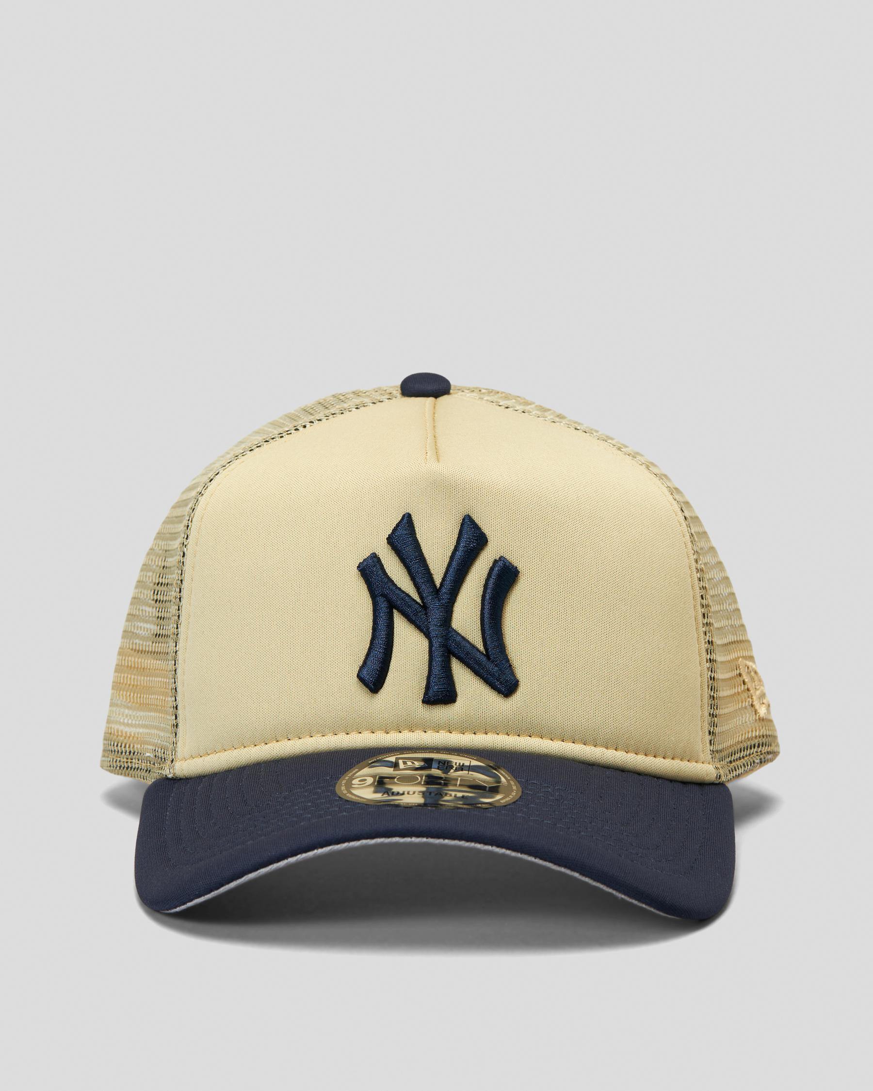 Shop New Era New York Yankees 9Forty A-Frame Trucker Cap In Vegas Gold ...