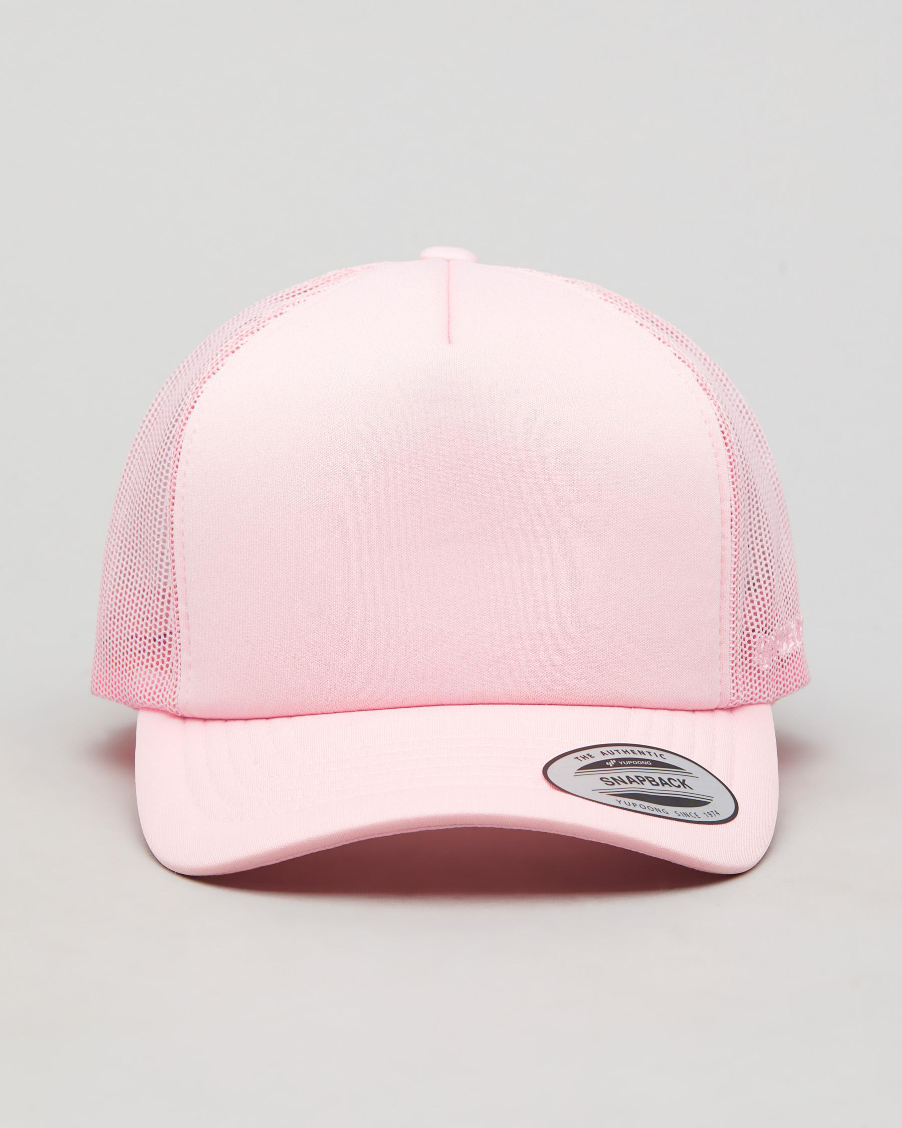 Shop Flexfit High Crown Trucker Cap In Pink 1 - Fast Shipping & Easy ...