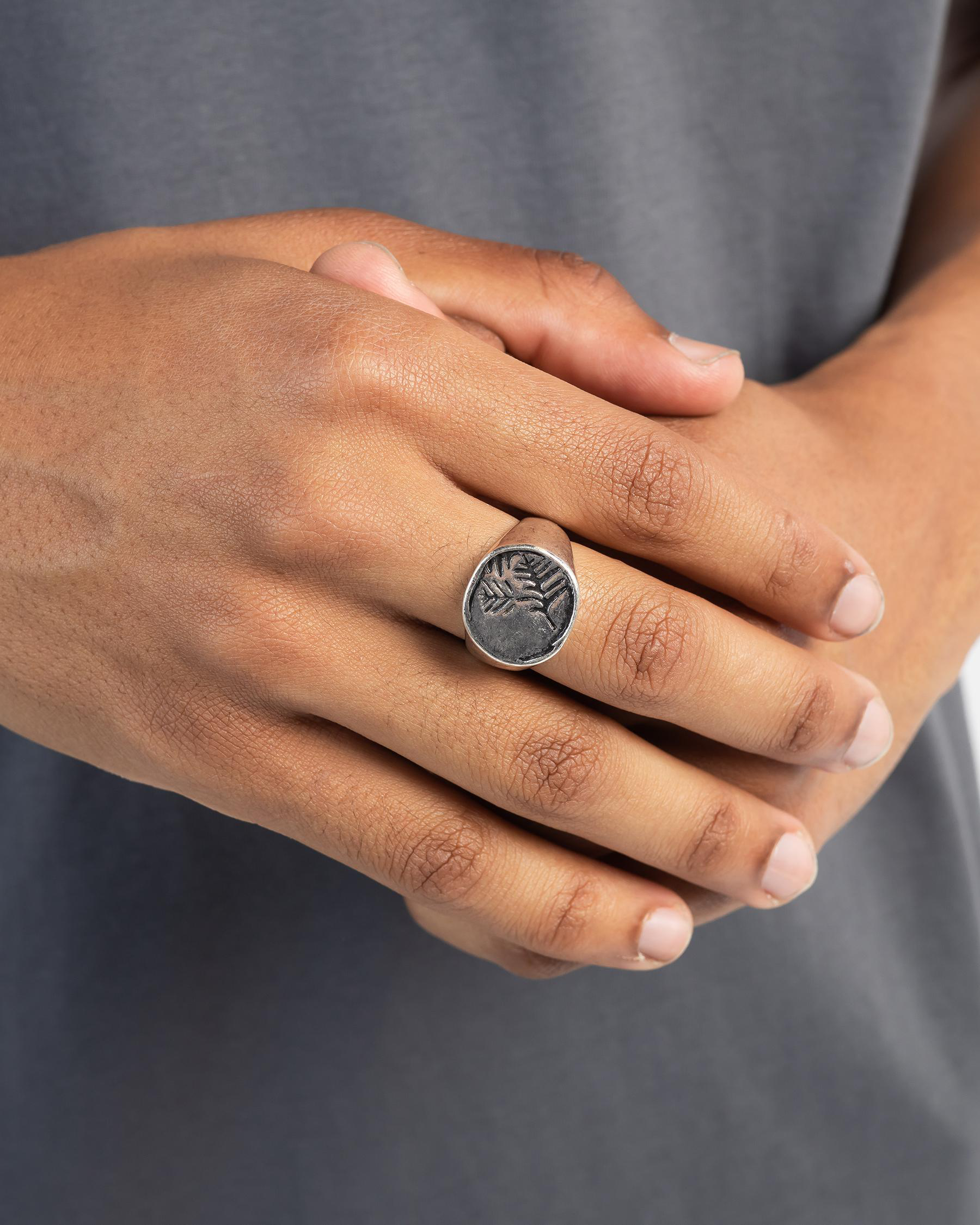 Shop Icon Brand Corazon Garden Signet Ring In Silver - Fast Shipping ...