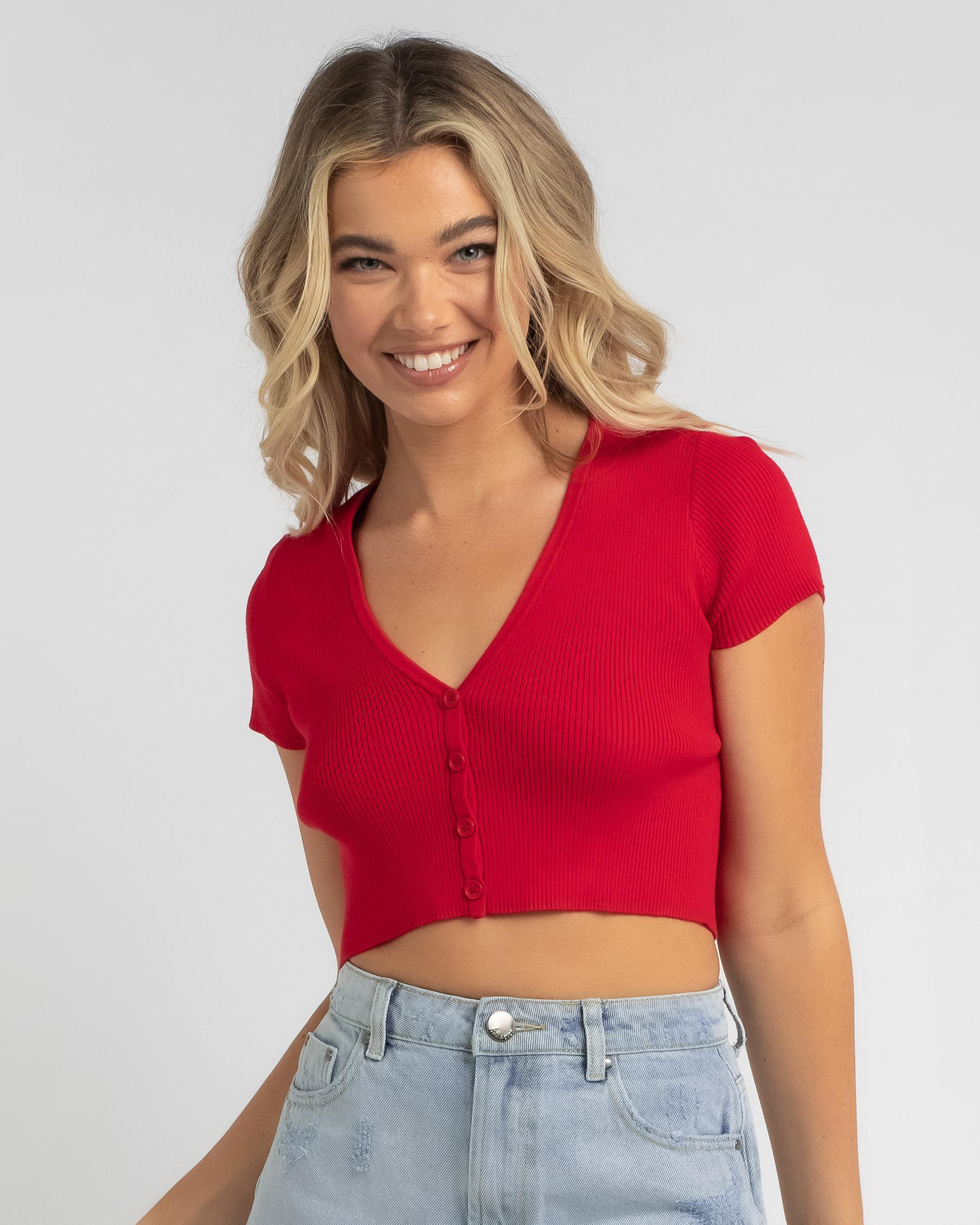 Shop Mooloola Renaissance Knit Top In Red - Fast Shipping & Easy ...