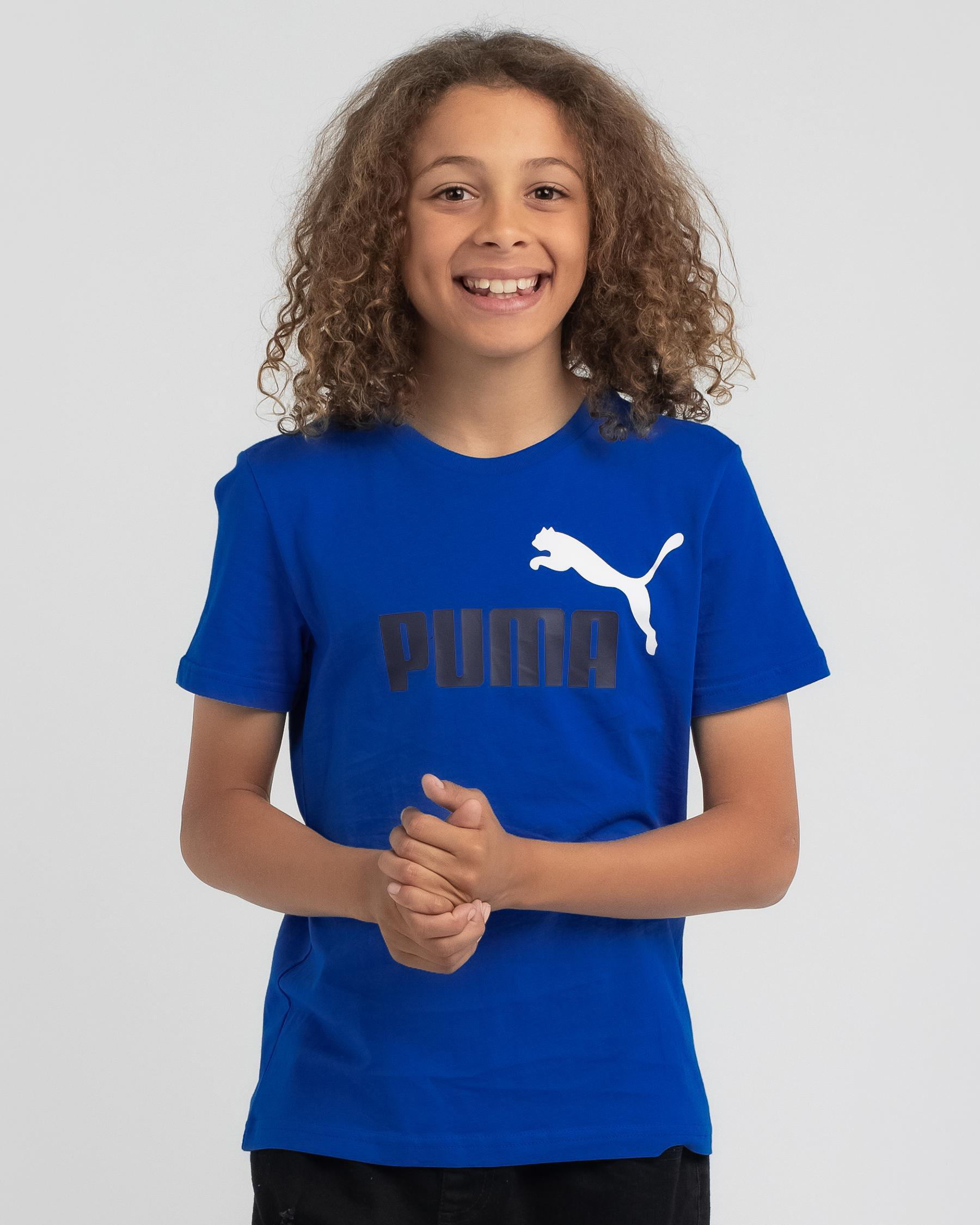 Shop Puma Boys' Col Logo T-Shirt In Future Blue - Fast Shipping & Easy ...