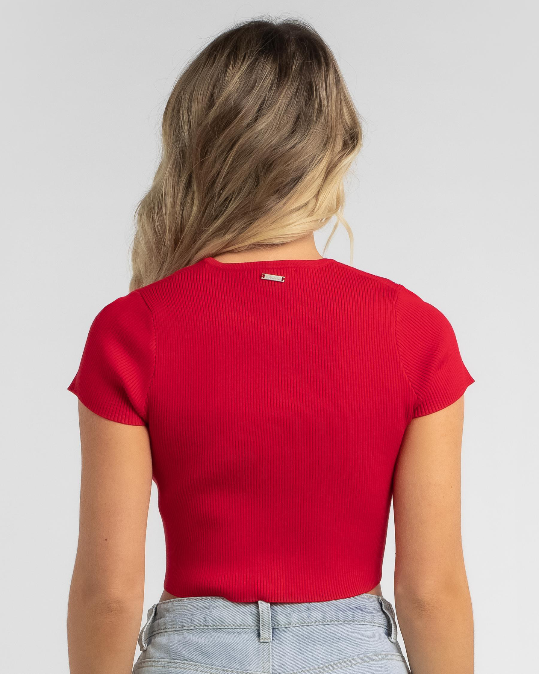 Shop Mooloola Renaissance Knit Top In Red - Fast Shipping & Easy ...