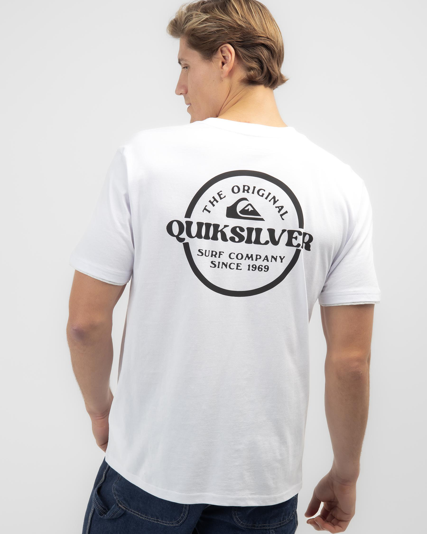 Shop Quiksilver Circled Tipper T-Shirt In White - Fast Shipping & Easy ...