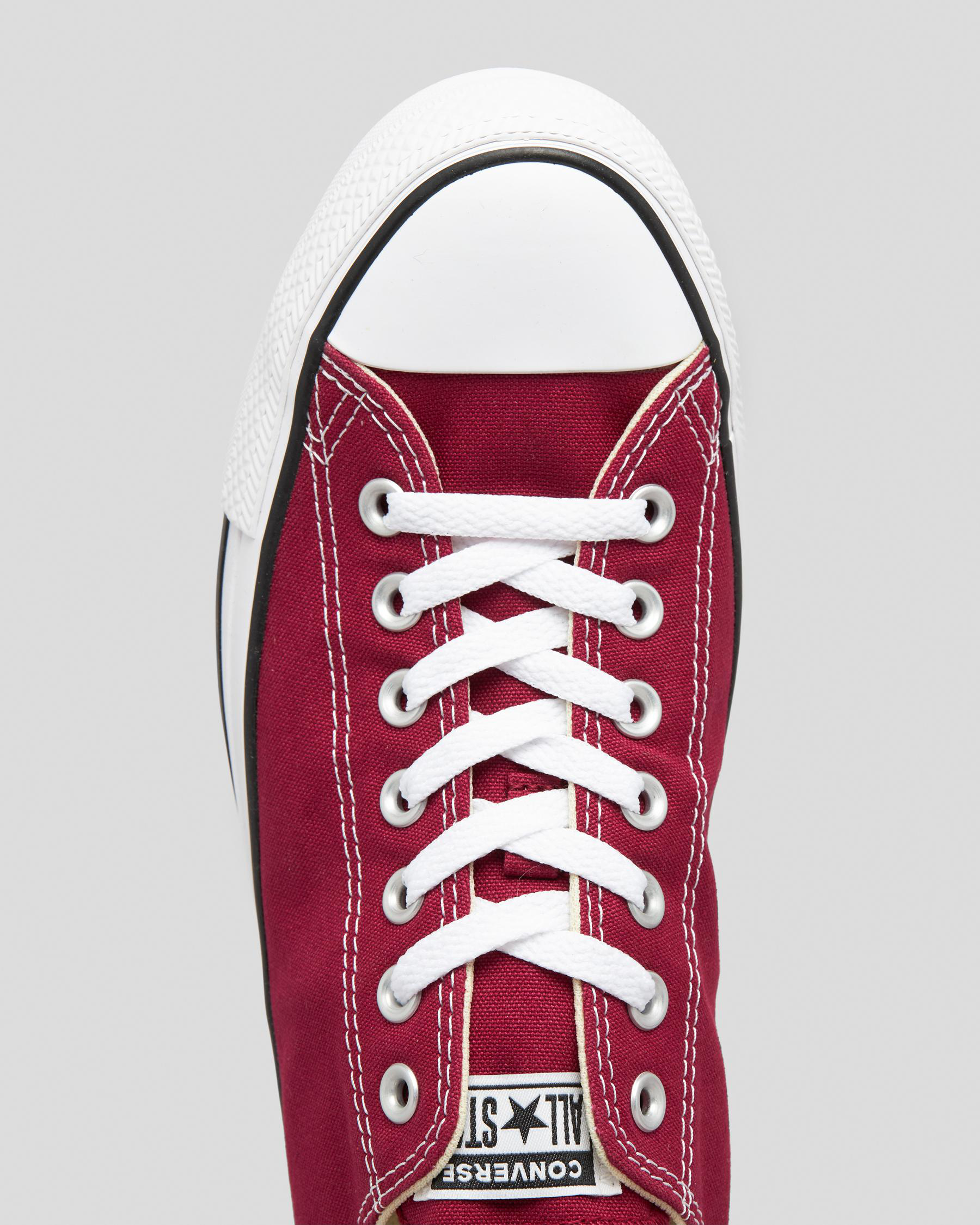 Shop Converse Chuck Taylor All Star Low-Cut Shoes In Maroon - Fast ...