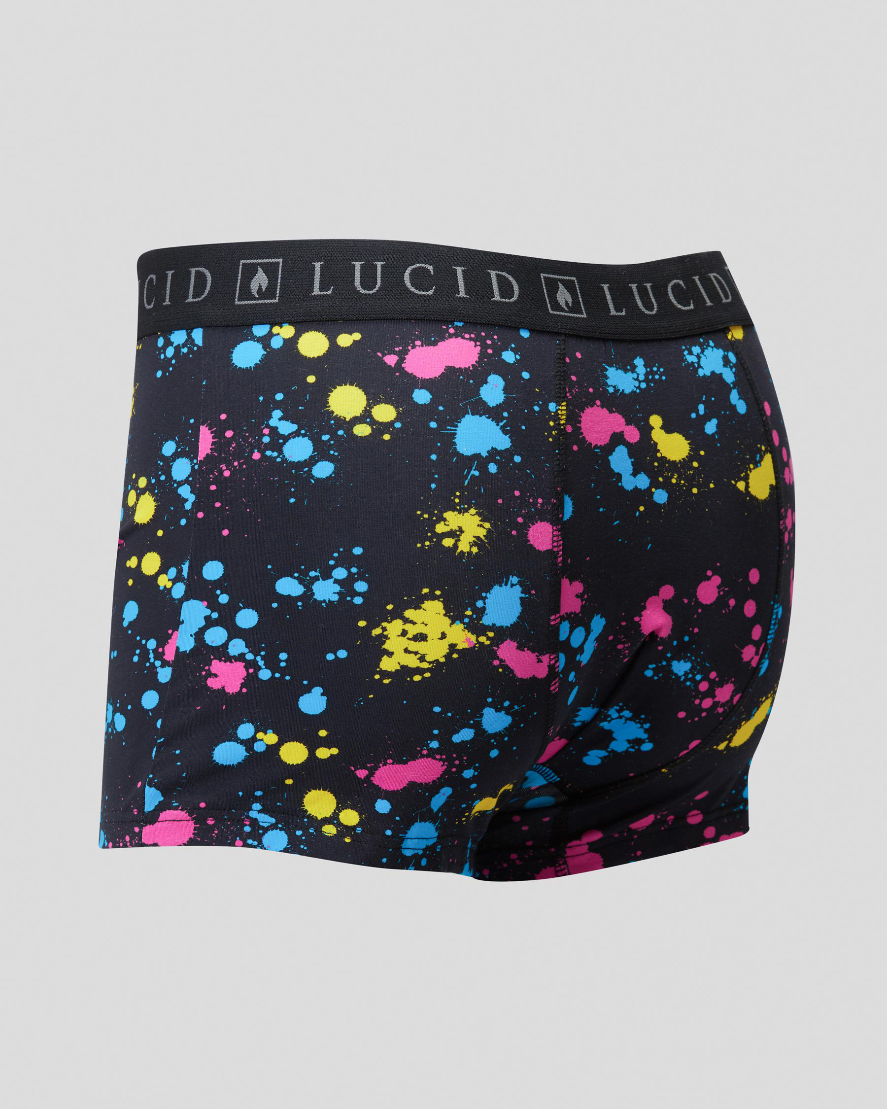 Shop Lucid Splatter Fitted Boxers In Black - Fast Shipping & Easy ...
