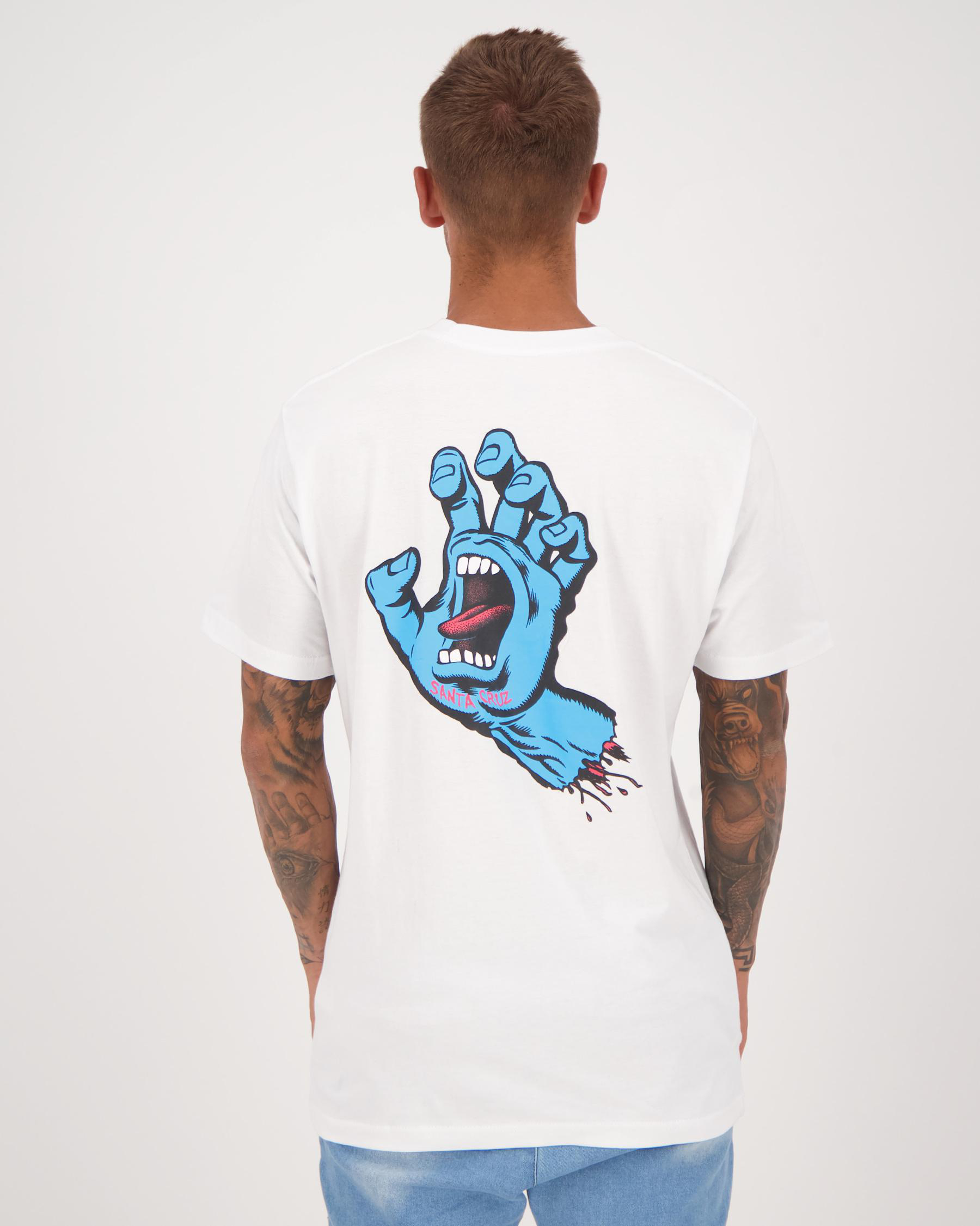 Shop Santa Cruz Screaming Hand T-Shirt In White - Fast Shipping & Easy ...