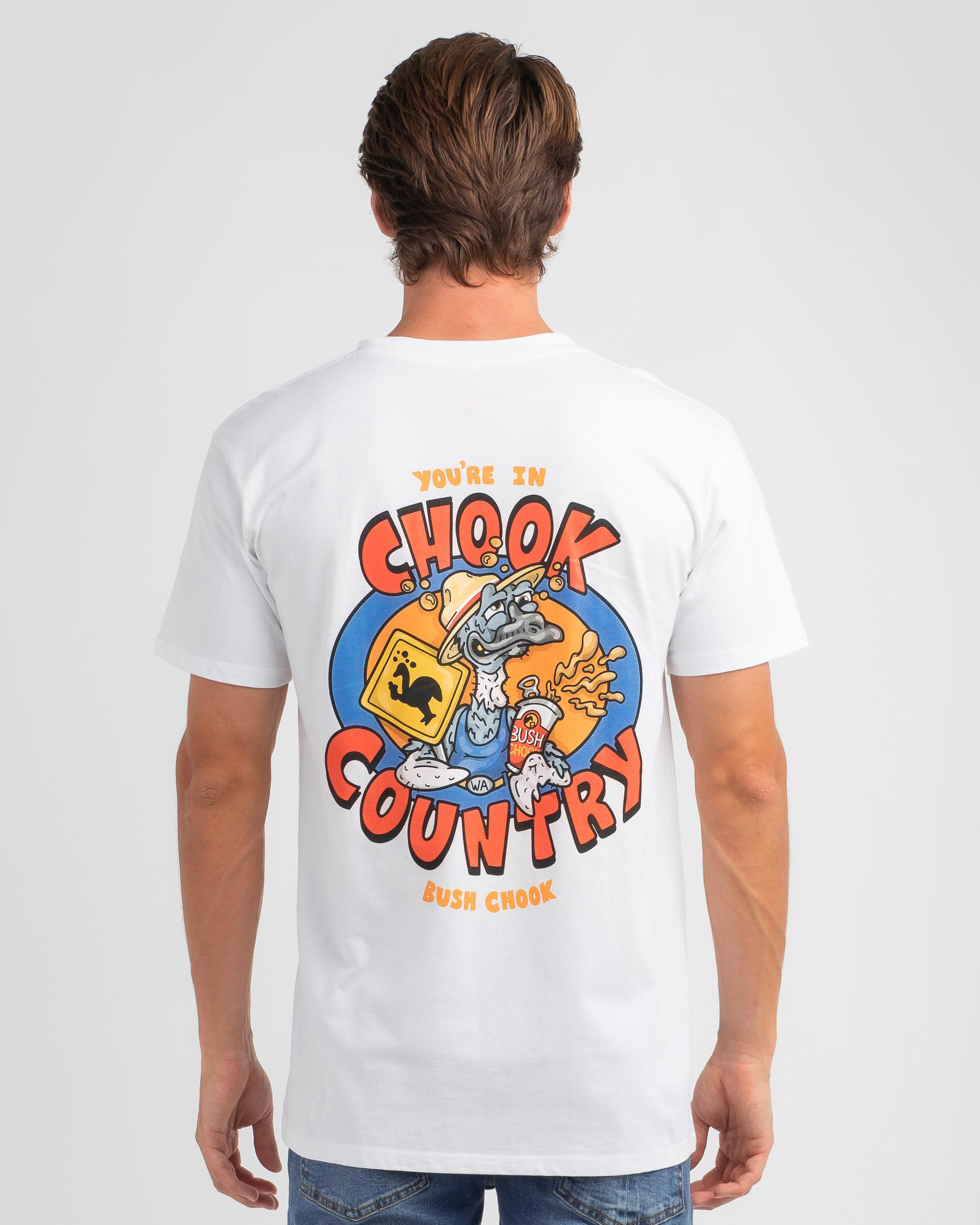 Bush Chook Chook Country T-Shirt In White - Fast Shipping & Easy ...