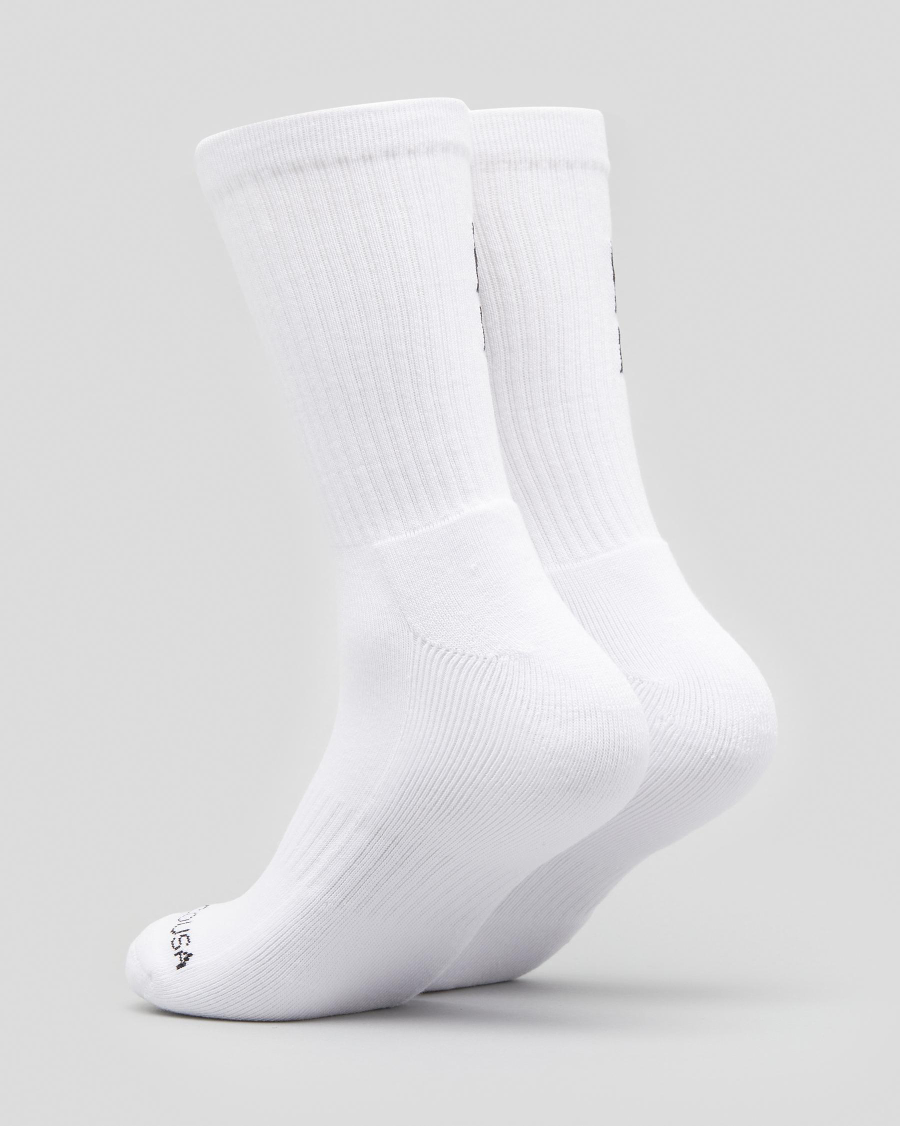 Shop DC Shoes DC Star Crew Socks 2 Pack In White - Fast Shipping & Easy ...