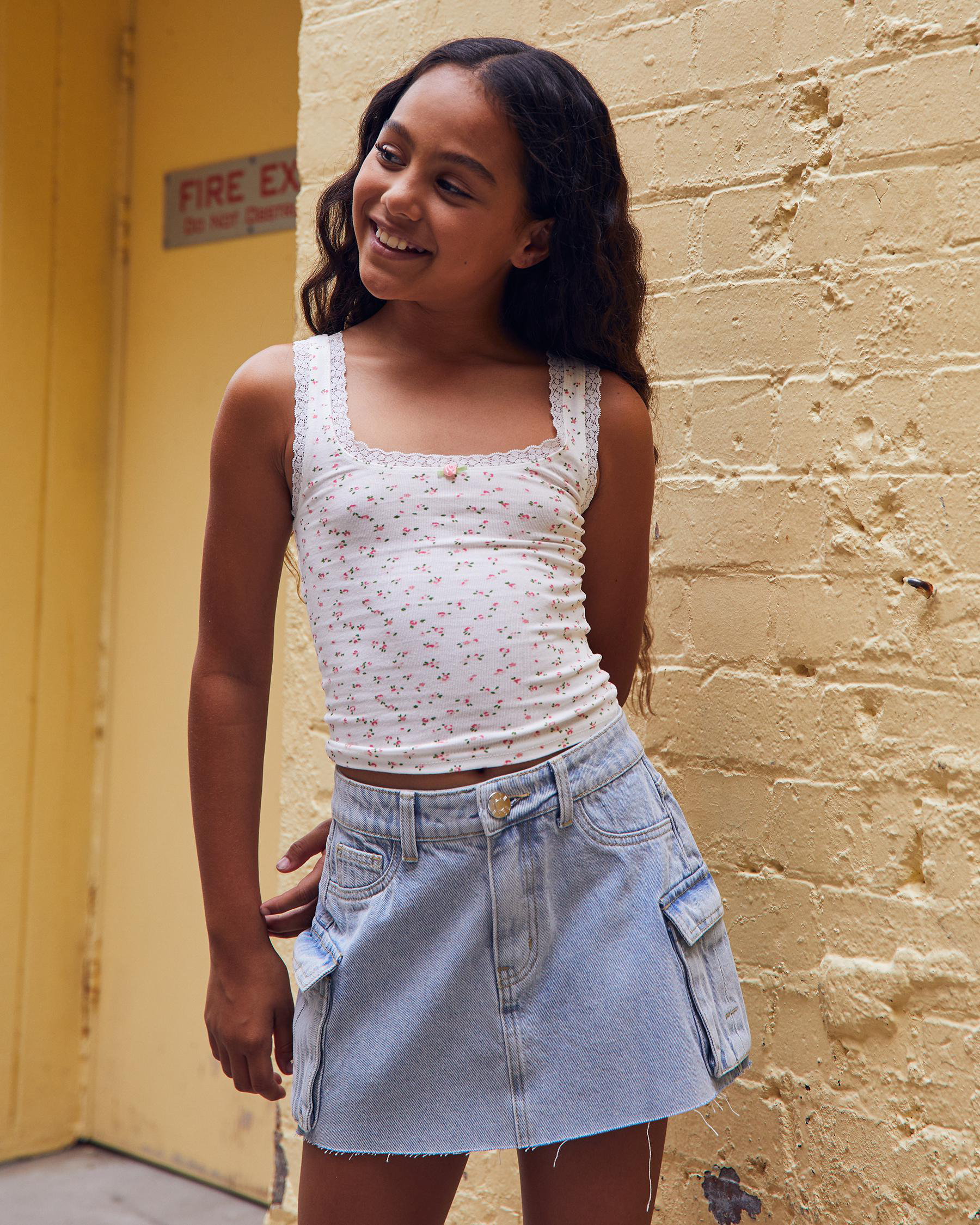 DESU Girls' Cargo Mini Skirt In Light Mid Blue | City Beach United States