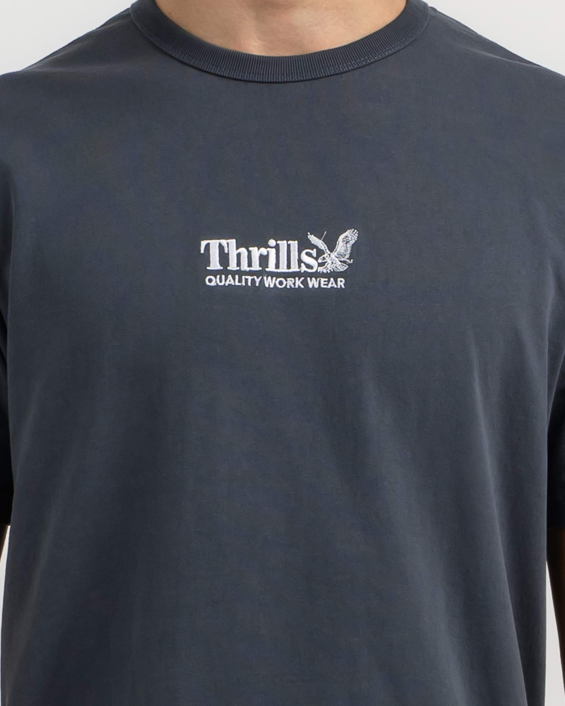 Shop Thrills Workwear Embroided Merch Fit T-Shirt In Light Petrol ...