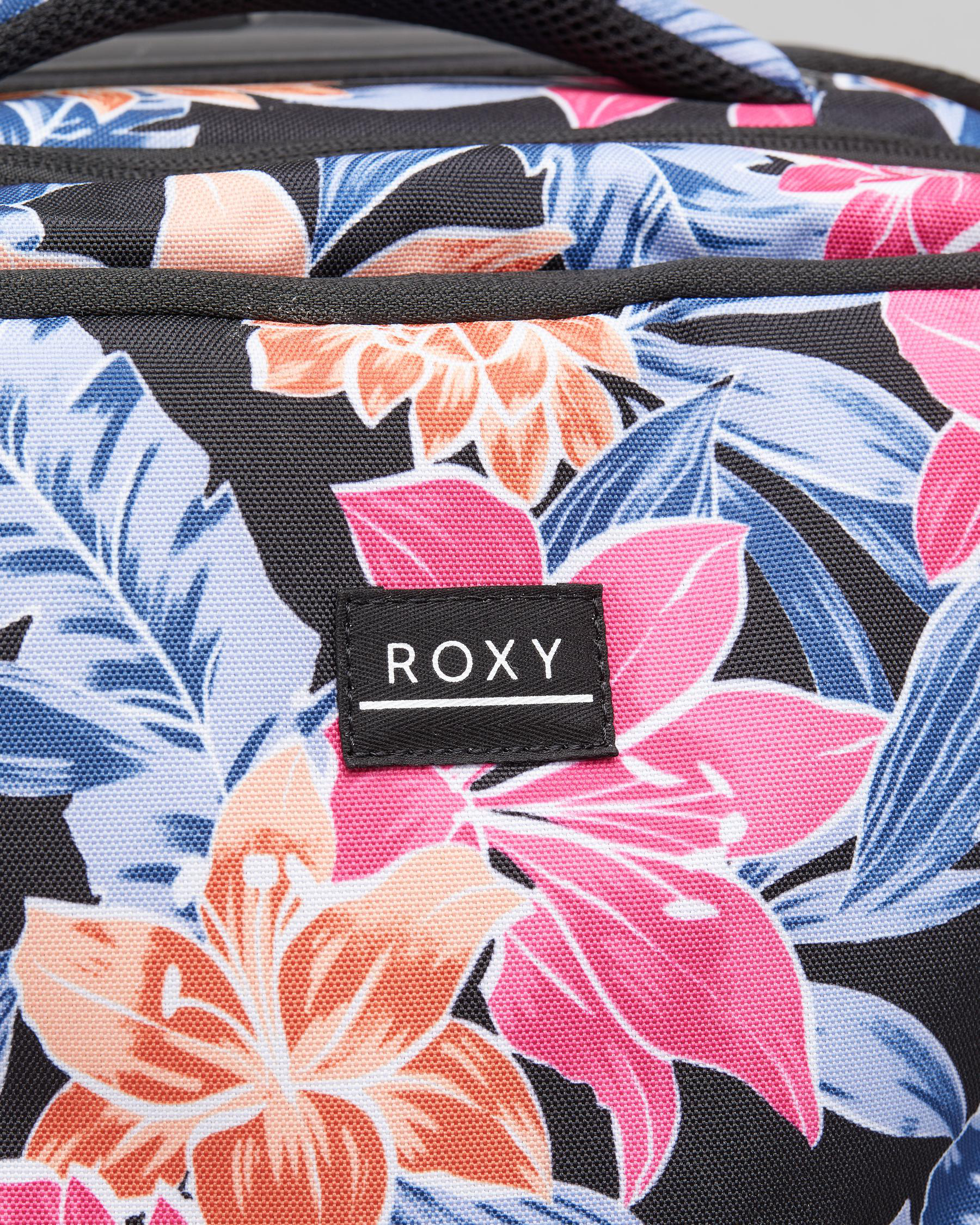 Shop Roxy Get It Girl Small Wheeled Travel Bag In Anthracite Tropical ...