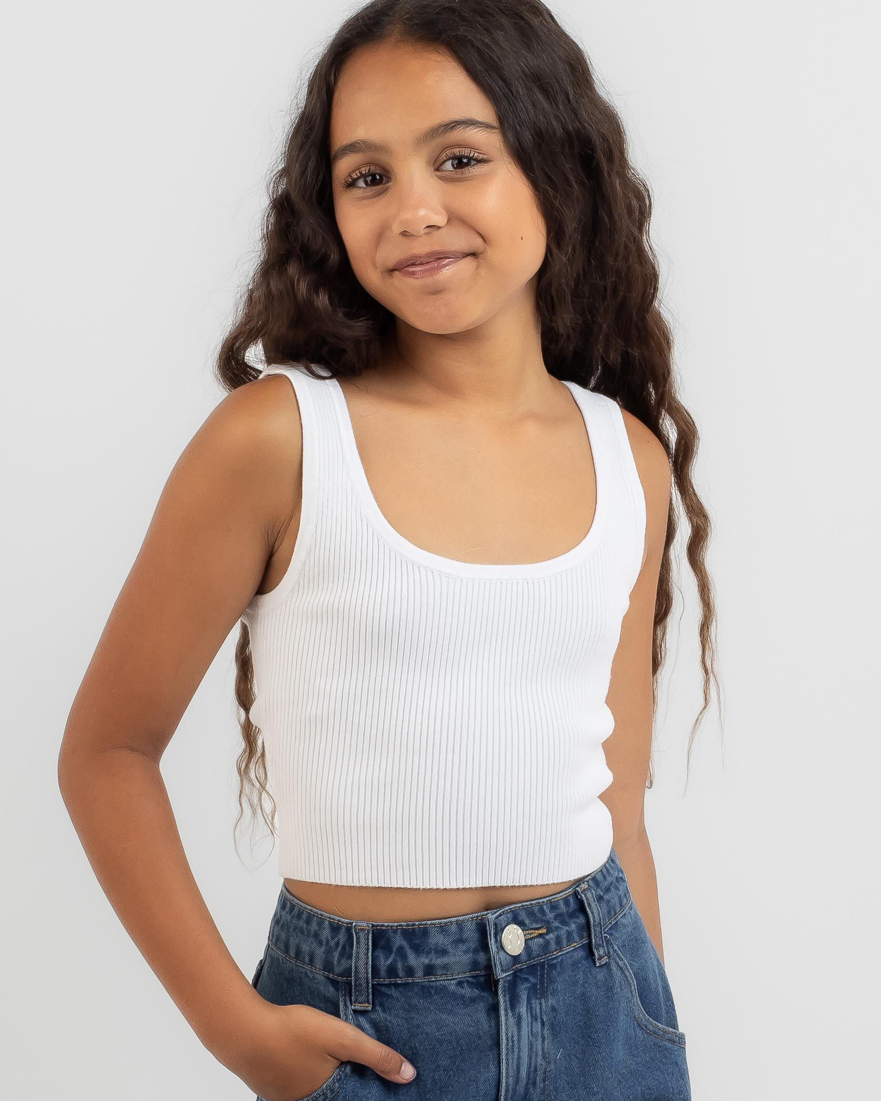 Shop Mooloola Girls' Basic Knit Top In White - Fast Shipping & Easy ...