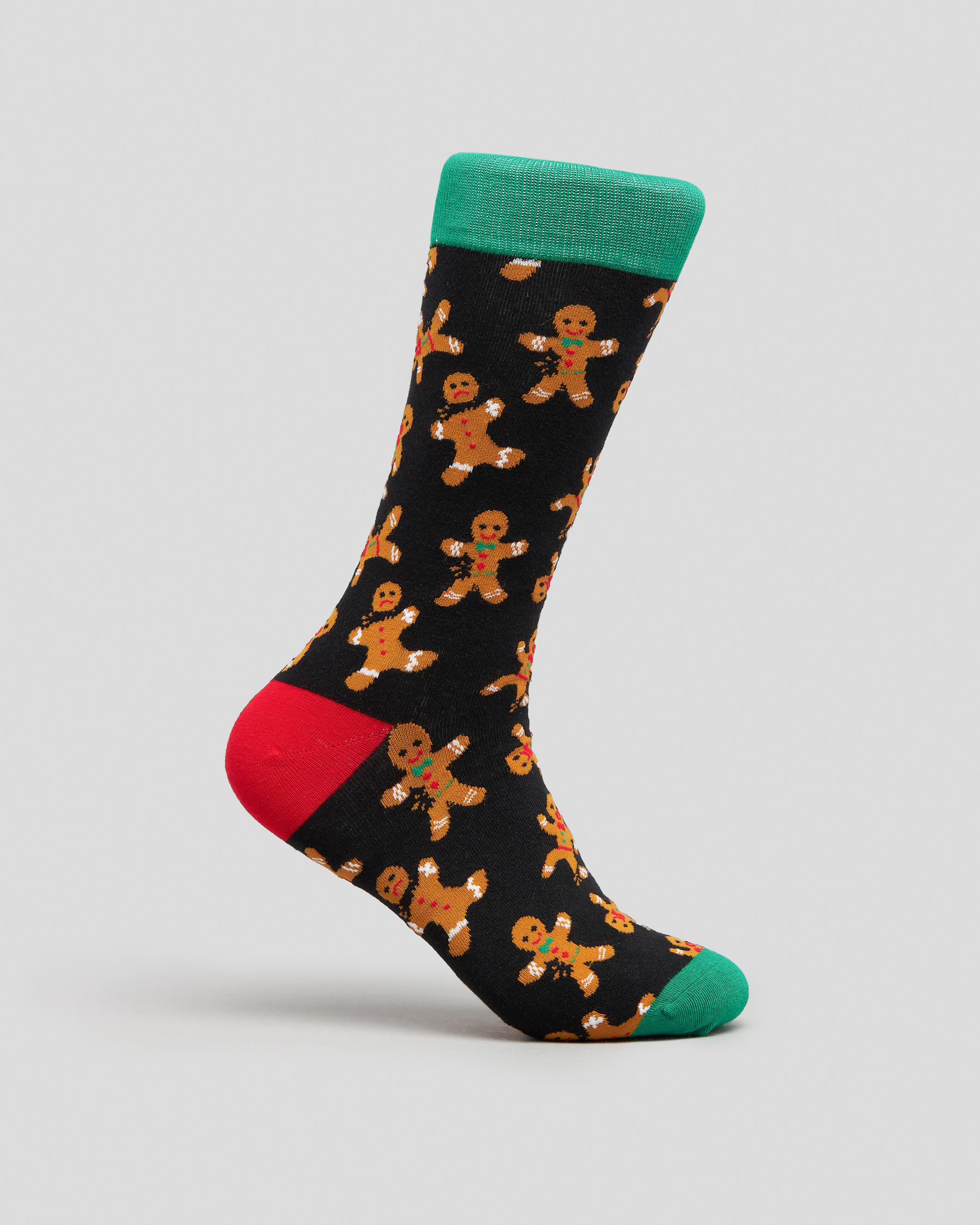 Shop FOOT-IES Gingerbread Socks In Black - Fast Shipping & Easy Returns ...