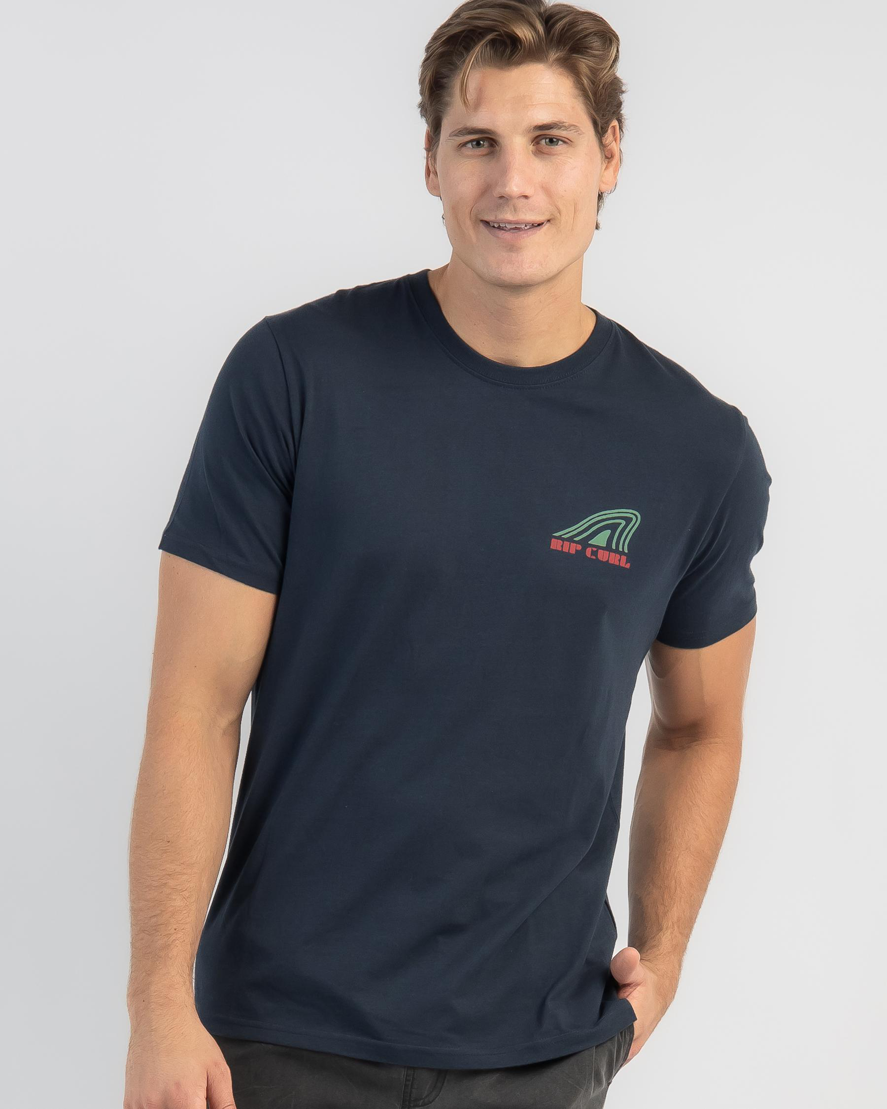 Shop Rip Curl Single Fin T-Shirt In Dark Navy - Fast Shipping & Easy ...