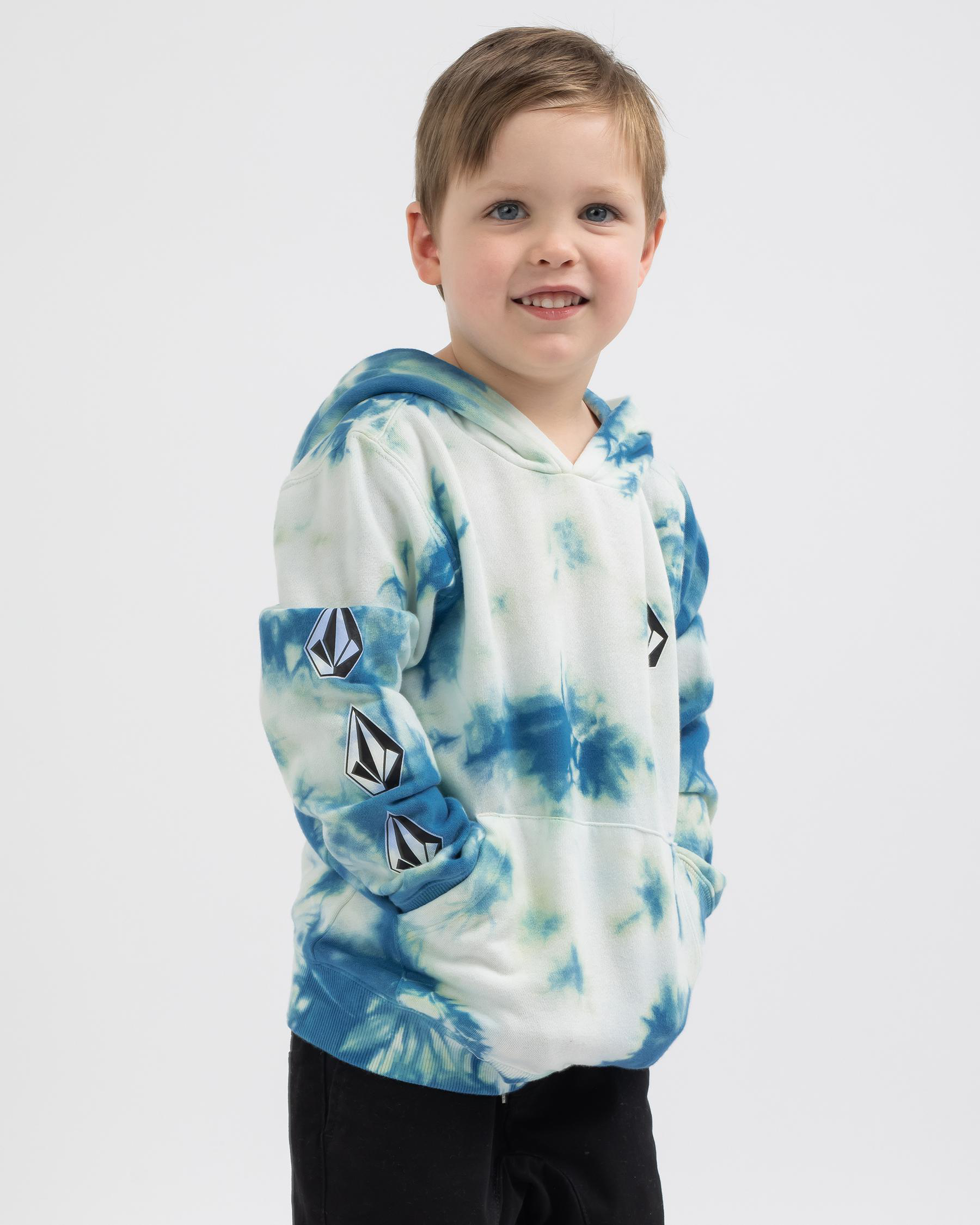 Shop Volcom Toddlers' Iconic Stone Hoodie In Lime Tie Dye - Fast ...