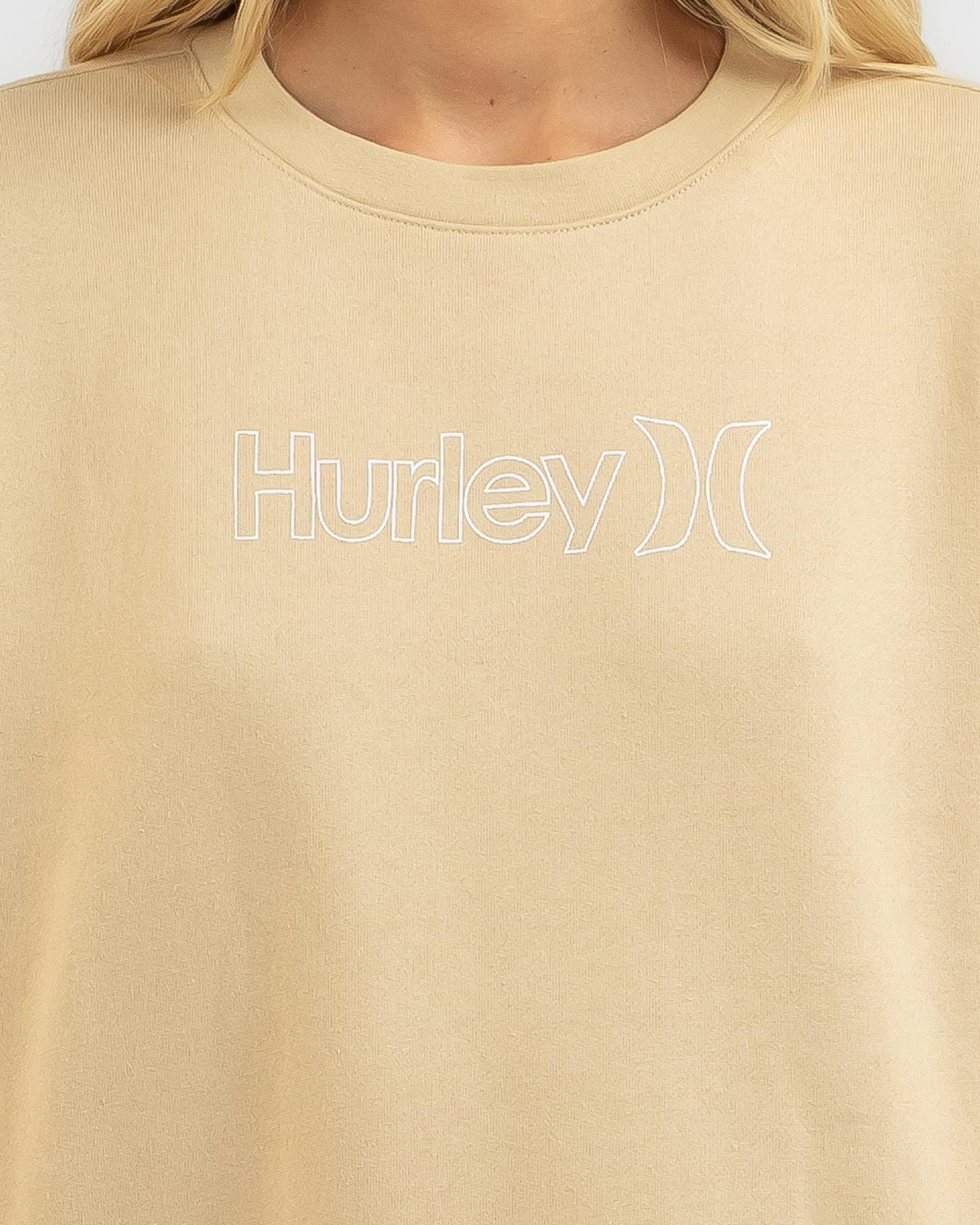 Shop Hurley One & Only Outline Crewneck Sweatshirt In Vanilla Bean ...