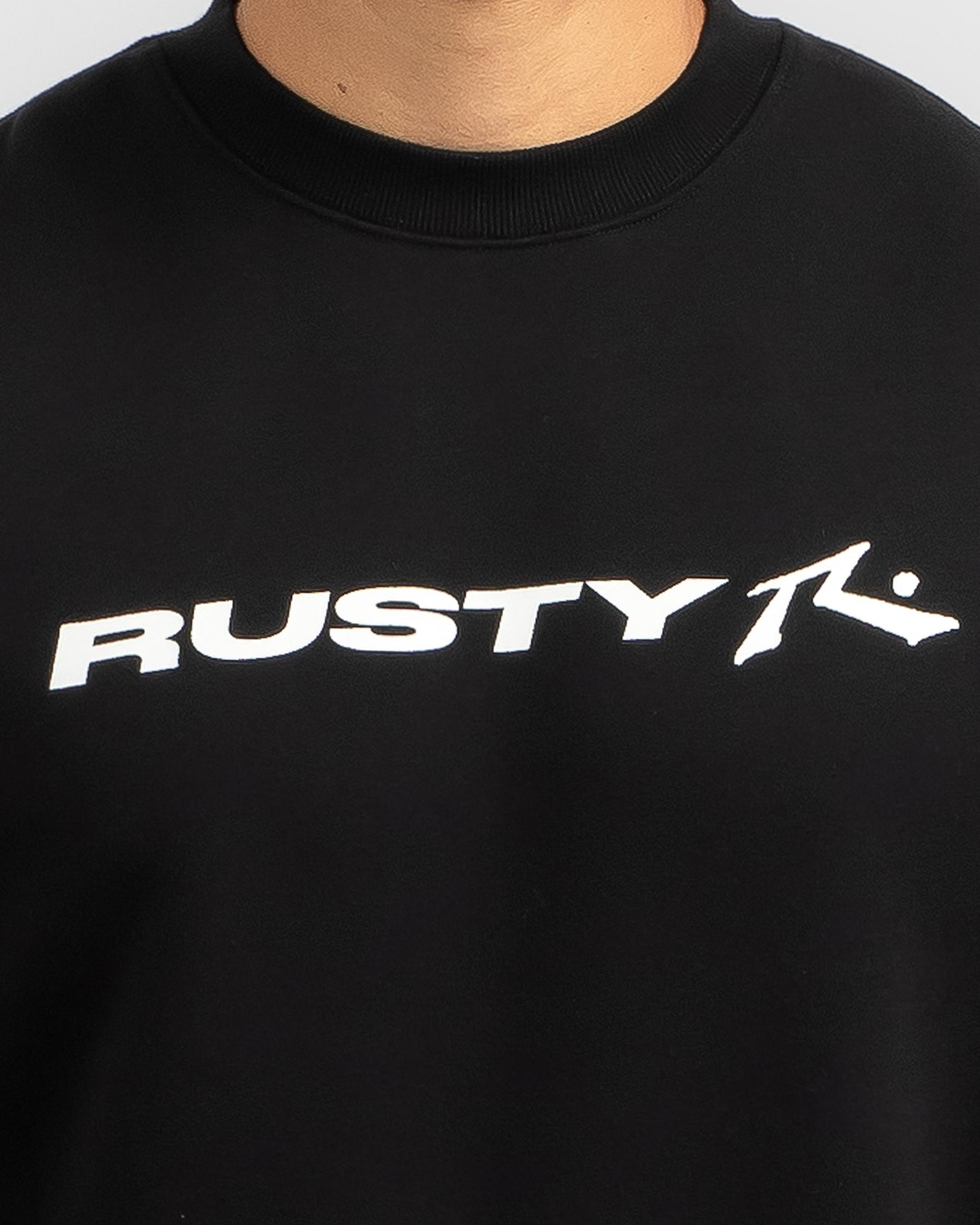 Shop Rusty Vital Crewneck Fleece In Black \ White - Fast Shipping ...