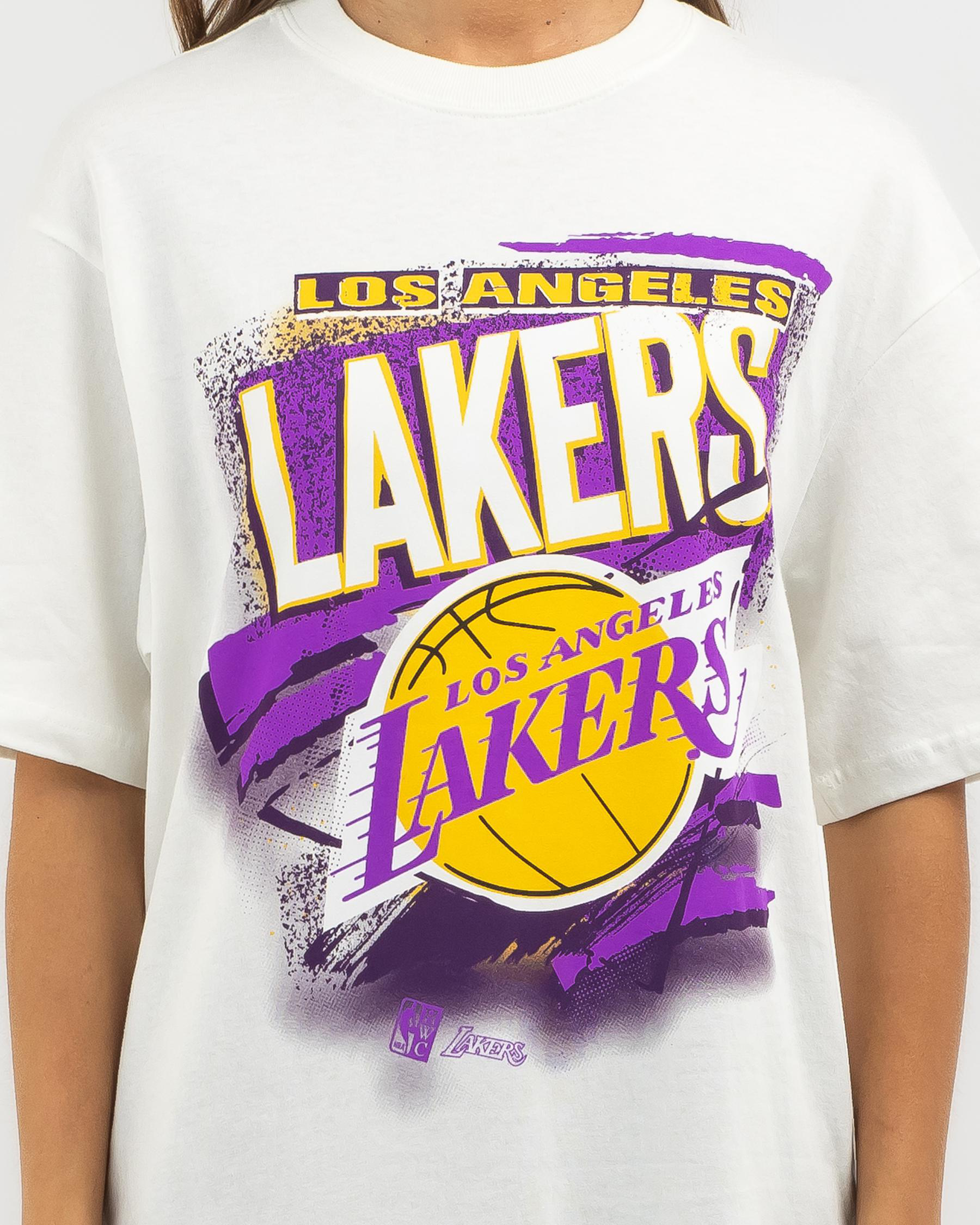 Shop Mitchell & Ness Los Angeles Lakers T-Shirt In Vintage White - Fast ...