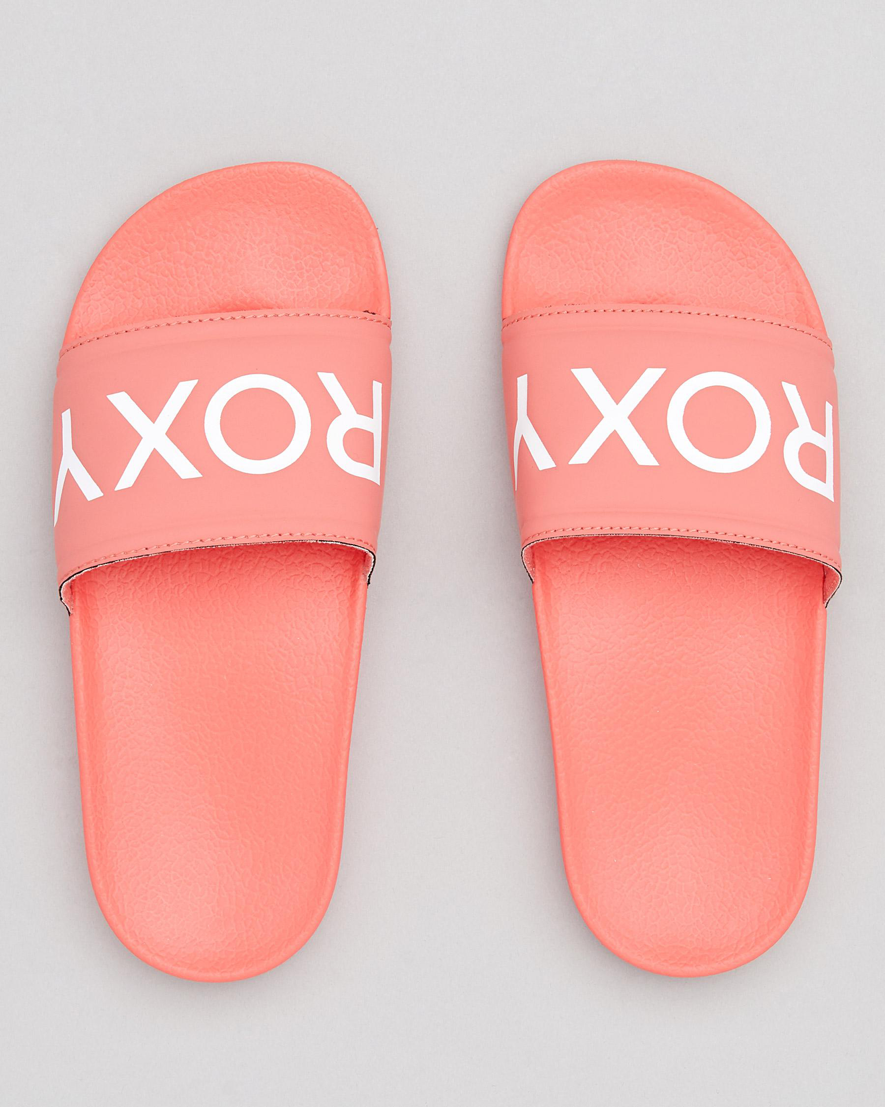 Shop Roxy Girls' Roxy Slippy Slide Sandals In Coral - Fast Shipping ...