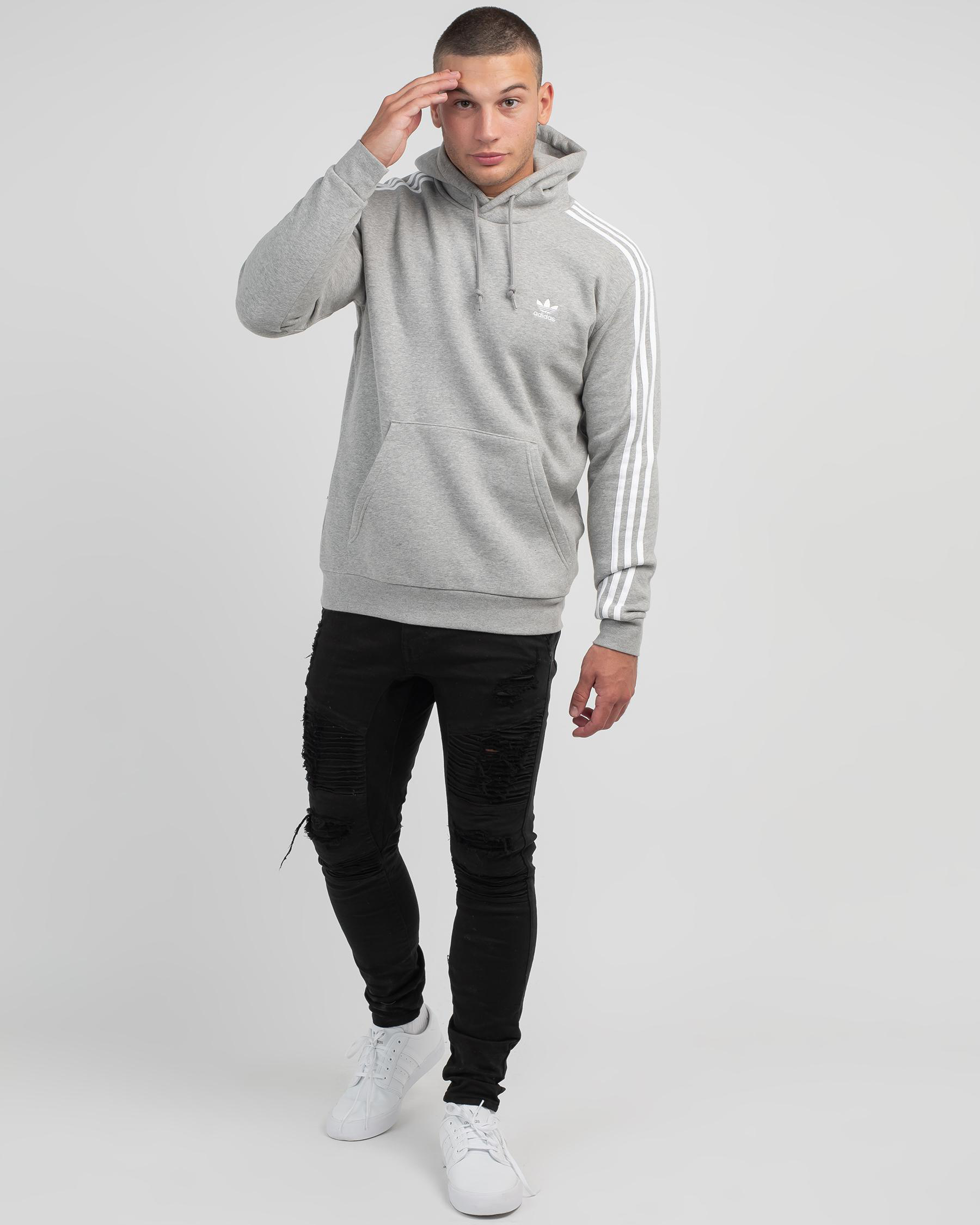Shop adidas 3-Stripes Hoodie In Medium Grey Heather - Fast Shipping ...